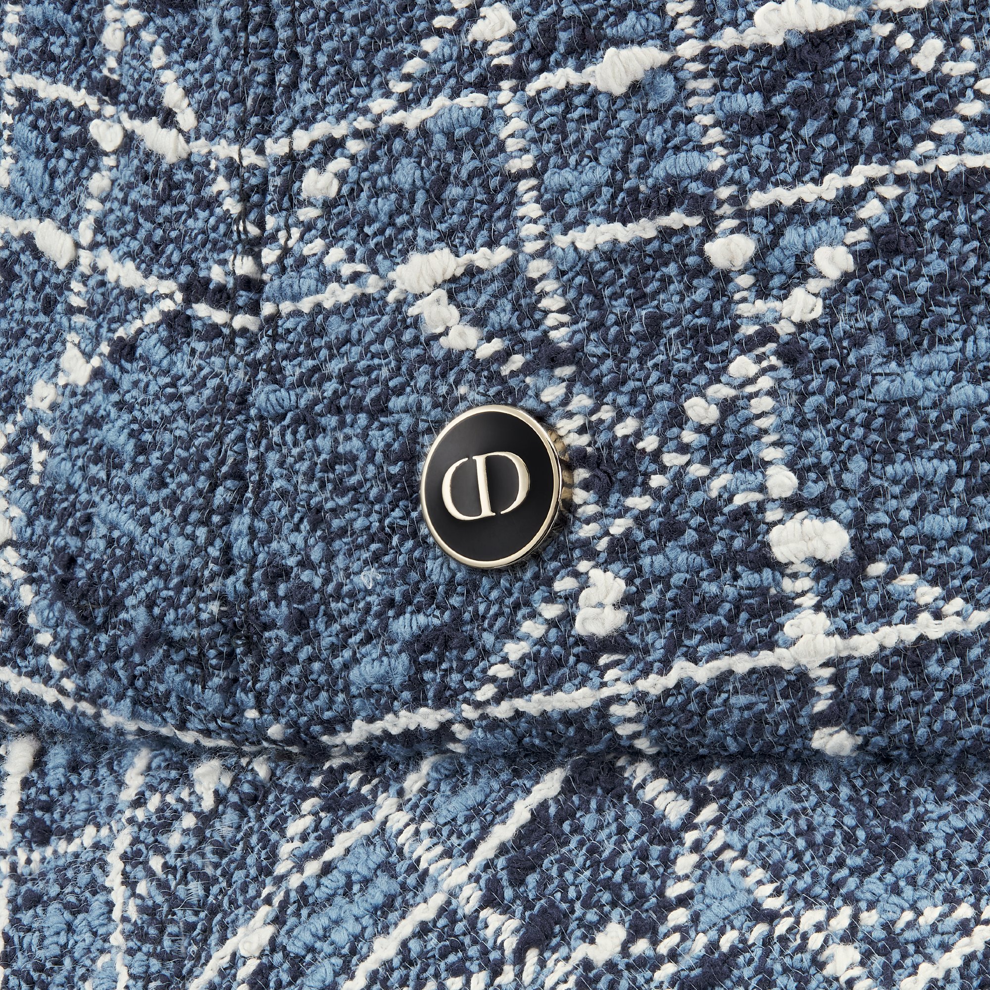 Teddy-D 까나쥬 좁은 챙 버킷모자 데님 블루 & 화이트 트위드 | DIOR