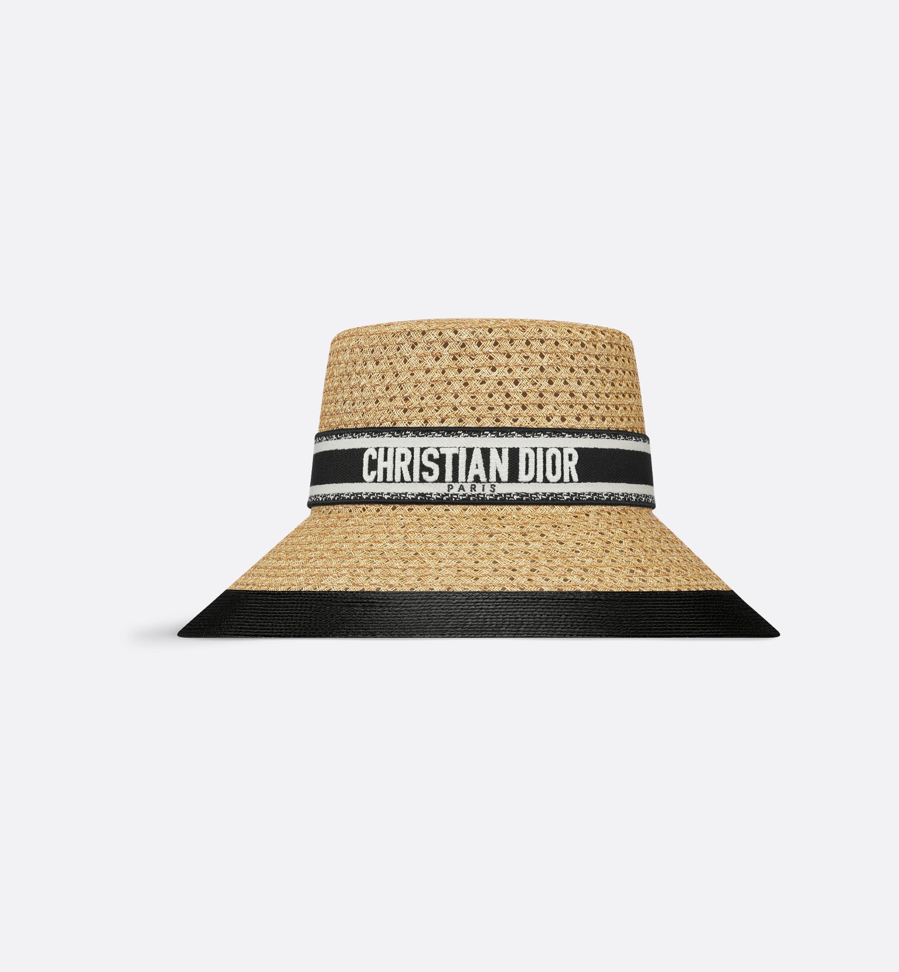 D-Bobby Large Brim Hat Straw with Black and White D-Bobby Large Brim Hat Straw with Black and White