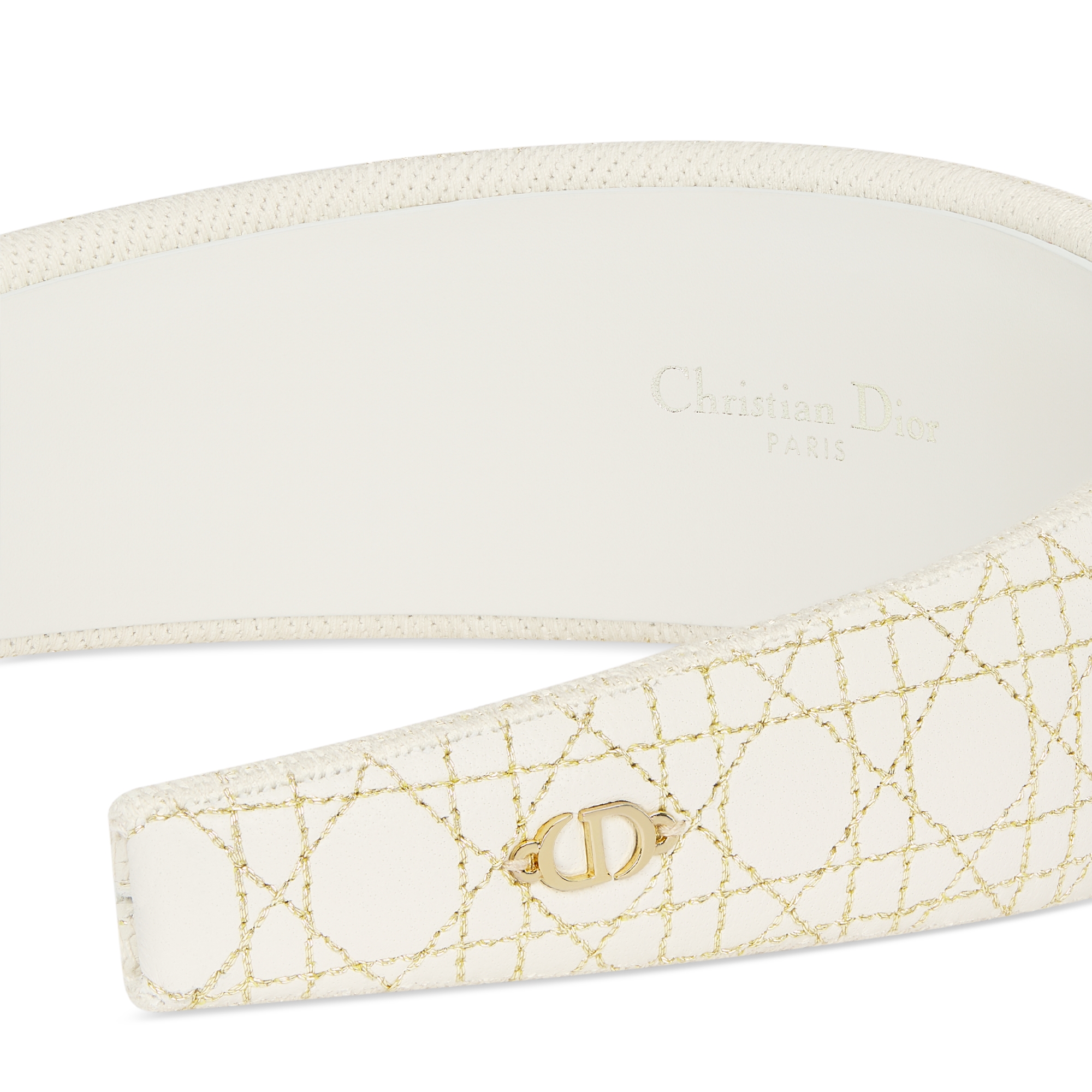 Cerchietto Dior Band Cannage ampio Pelle di agnello color latte e color ...