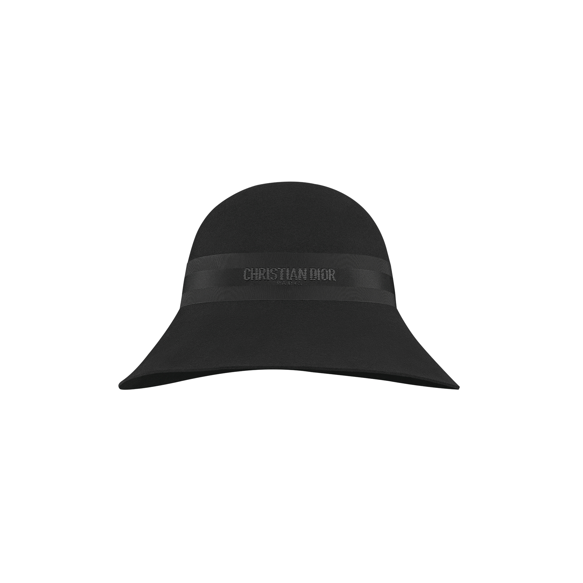 D-Wave Large-Brim Cloche Black Rabbit Felt | DIOR