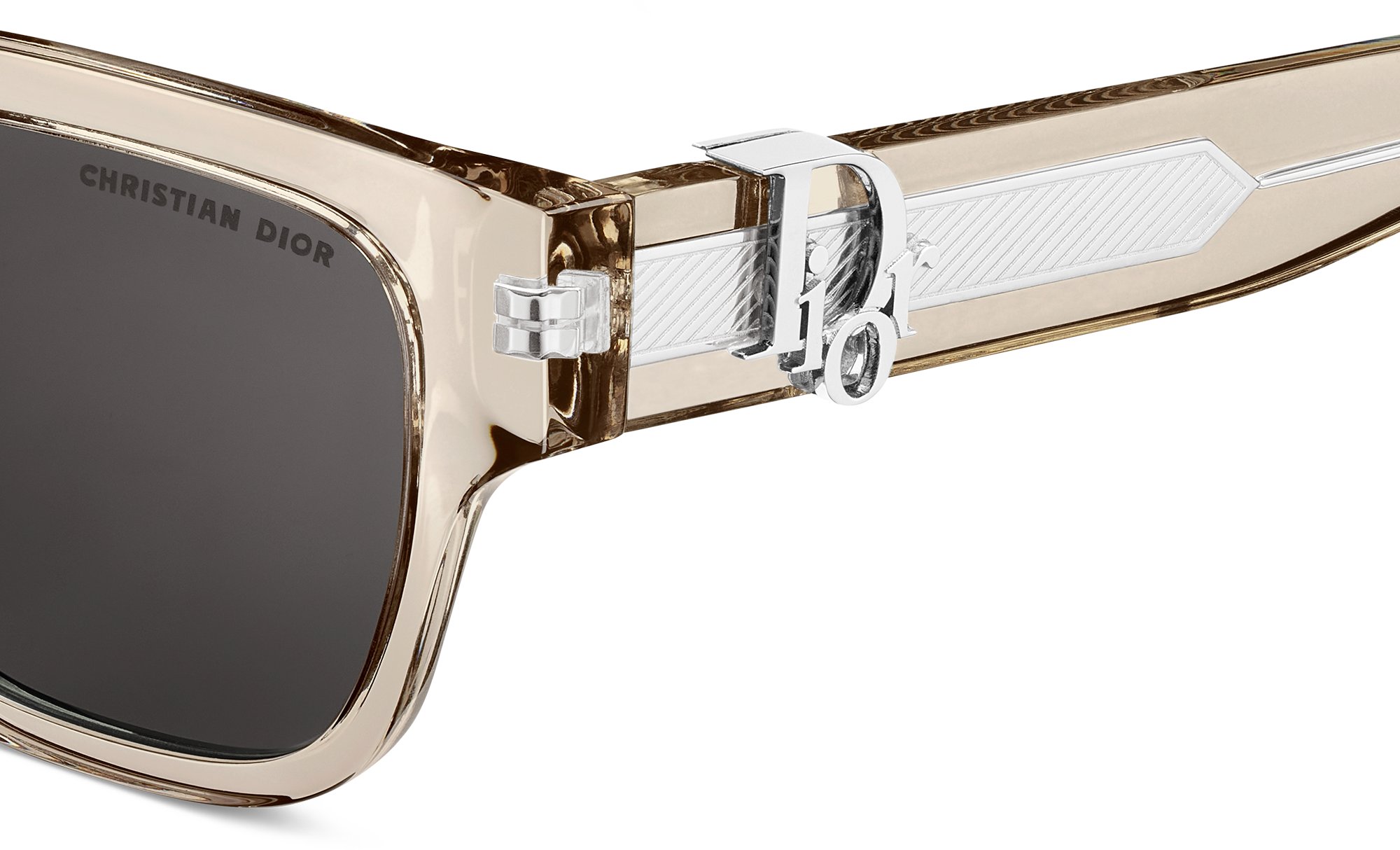 DiorOblique S1F แว่นกันแดดทรงสี่เหลี่ยมจัตุรัสสีเบจใส | DIOR