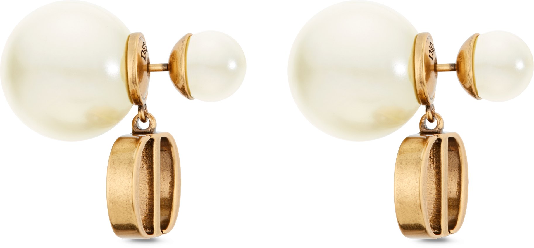 Dior Tribales Earrings Antique Gold-Finish Metal and White Resin Pearls ...