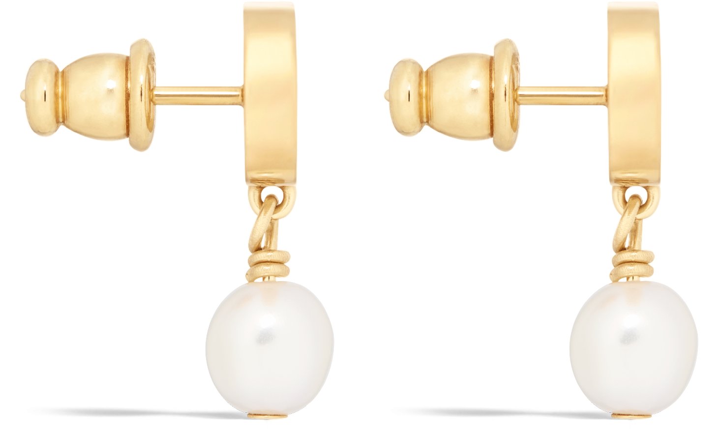 Petit CD Earrings Gold-Finish Metal and White Resin Pearls | DIOR