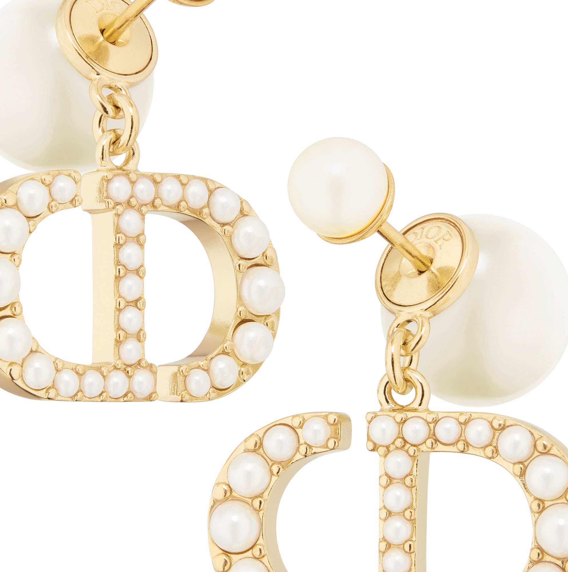 Dior Tribales Earrings Gold-Finish Metal and White Resin Pearls | DIOR