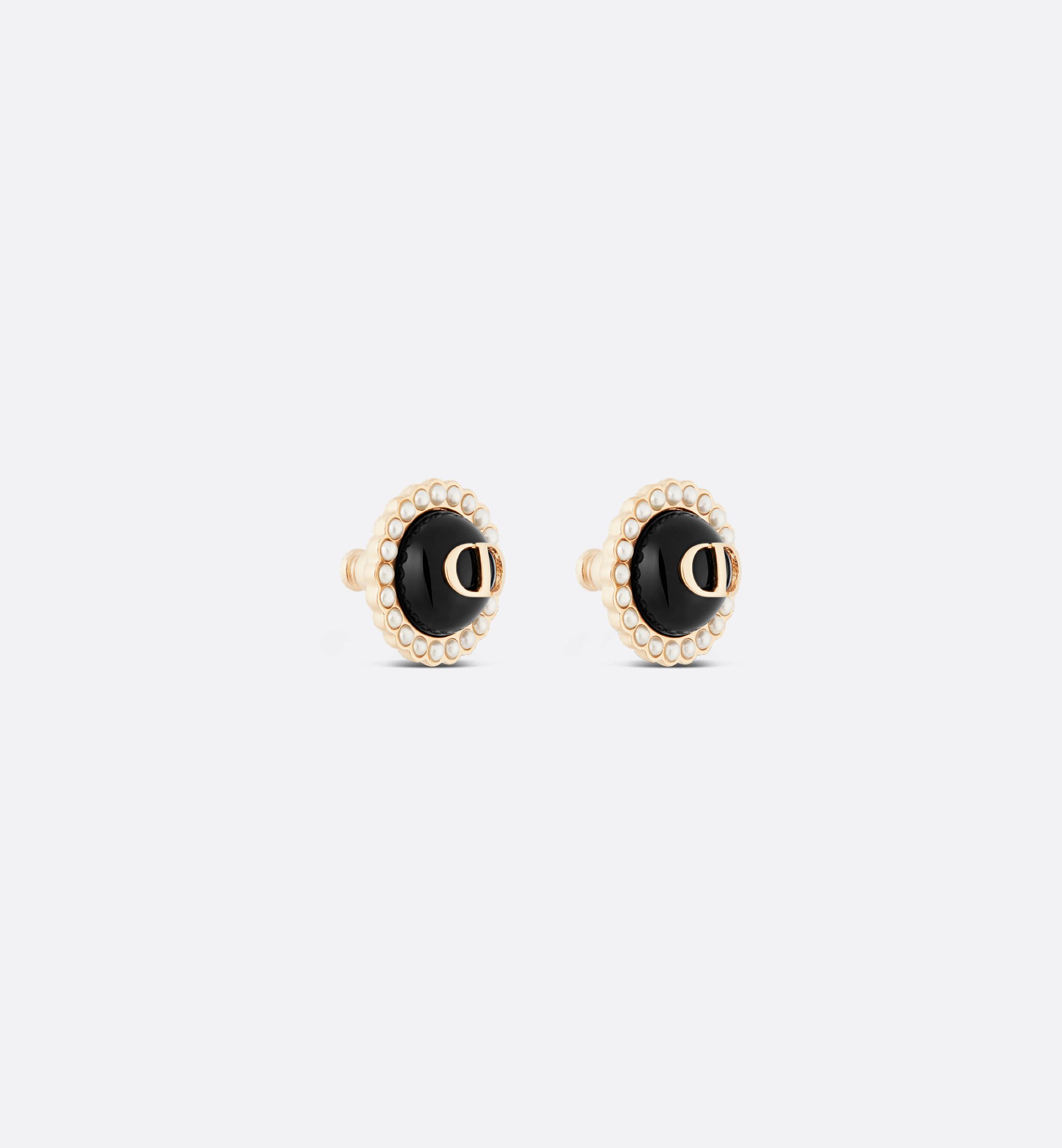 Petit CD Baroque Stud Earrings Gold-Finish Metal with White Petit CD Baroque Stud Earrings Gold-Finish Metal with White