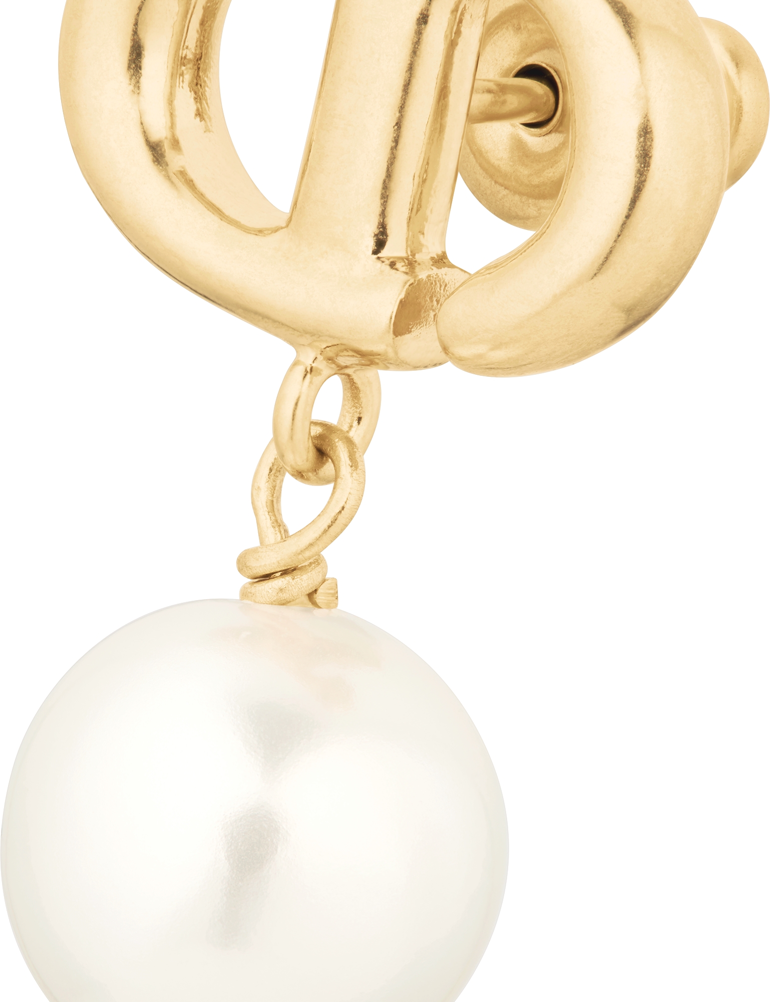 CD Navy Earrings Gold-Finish Metal and White Resin Pearls | DIOR