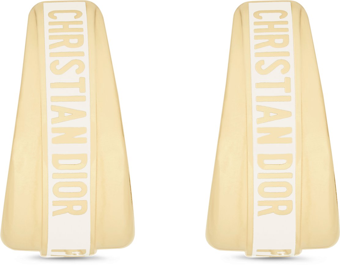 ต่างหู Dior Code โลหะเคลือบทองและงานเคลือบสีขาว | DIOR