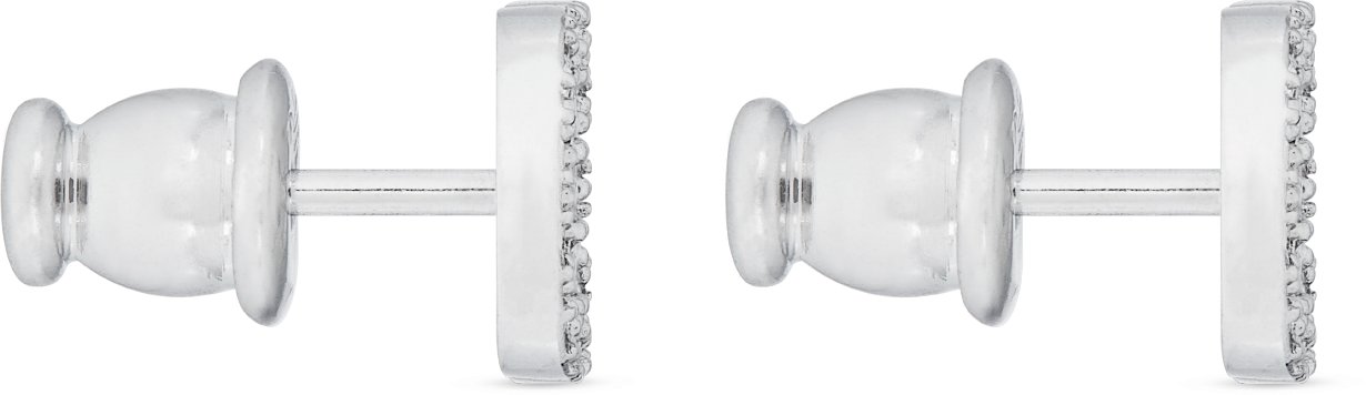 Petit CD Mini Stud Earrings Silver-Finish Metal with White Crystals | DIOR