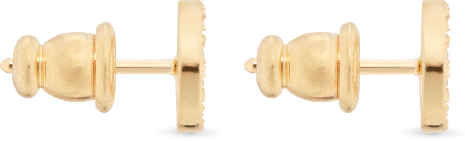 Petit CD Mini Stud Earrings Gold-Finish Metal and Silver-Tone Crystals ...