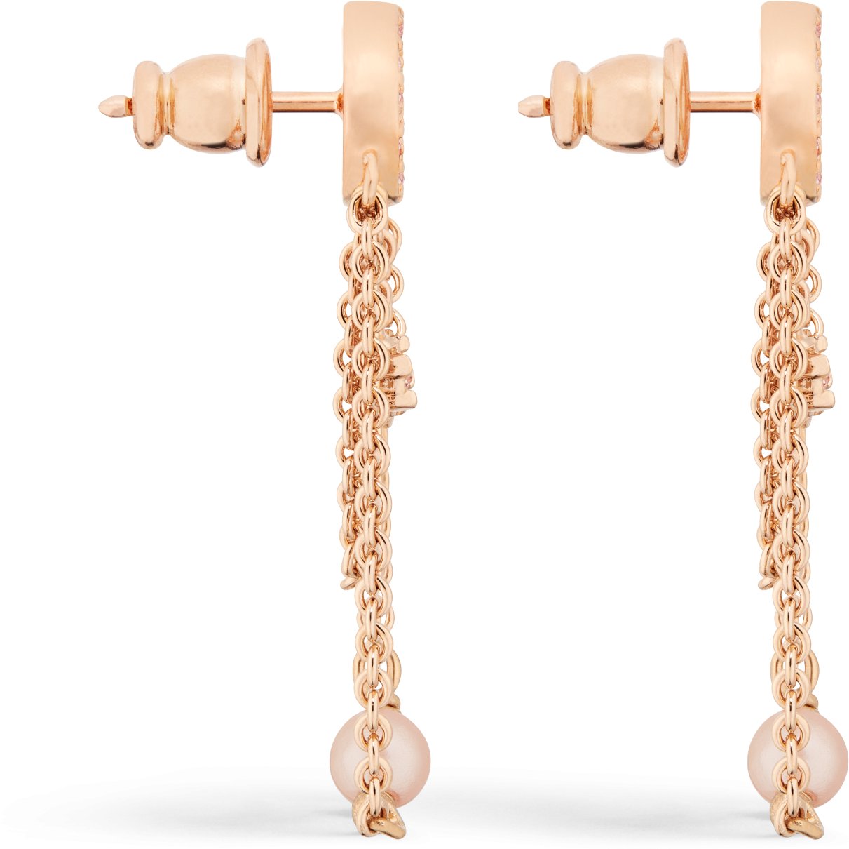 Petit CD Earrings Pink-Finish Metal with Pink Resin Pearls and Crystals ...