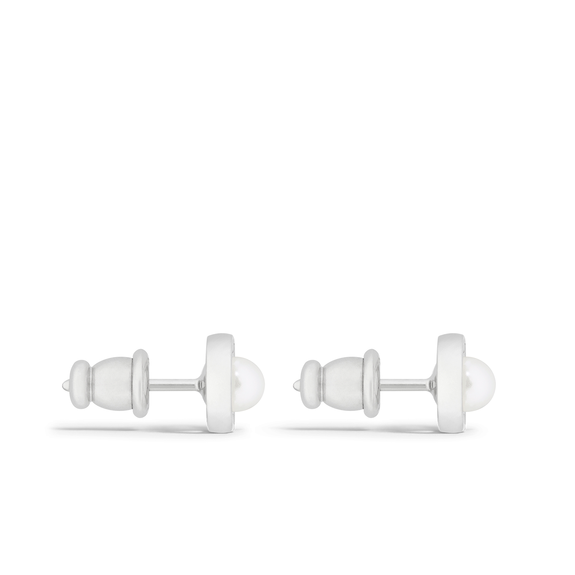 Petit CD Jolie Mini-Ohrstecker Metall mit Silber-Finish und Kunstharzperlen in Weiß | DIOR