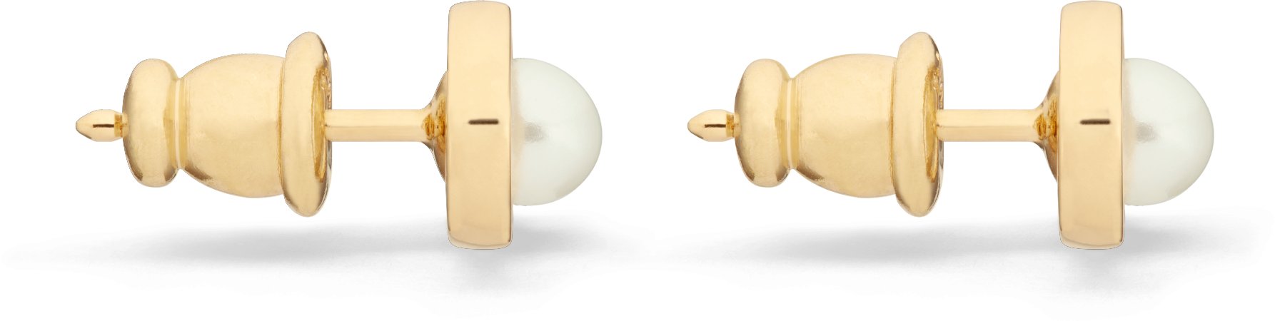 Petit CD Jolie Mini Stud Earrings Gold-Finish Metal and White Resin ...