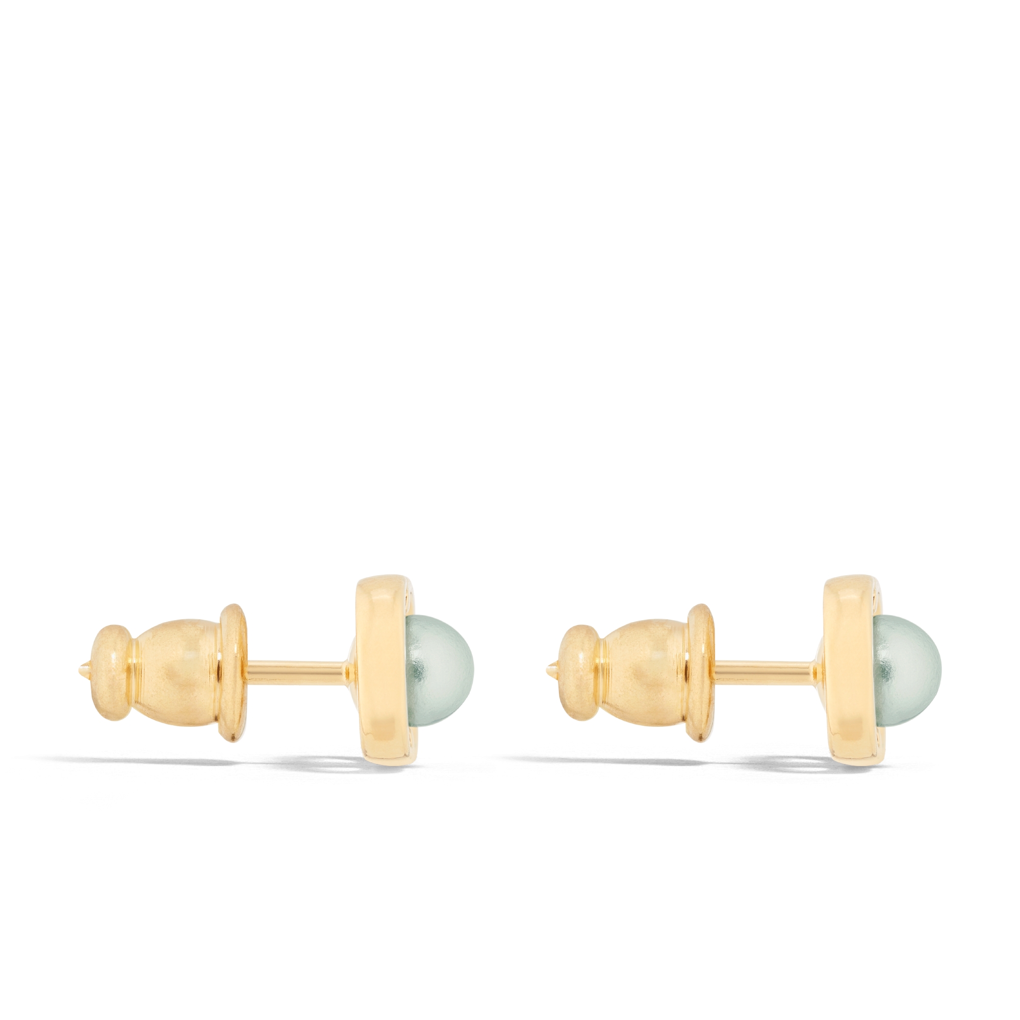 Petit CD Jolie Mini Stud Earrings Gold-Finish Metal and Pistachio Green ...