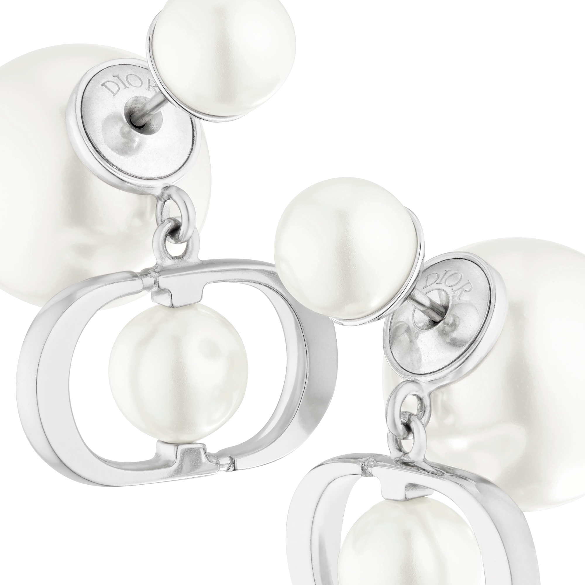 Dior Tribales Earrings Silver-Finish Metal with White Resin Pearls | DIOR