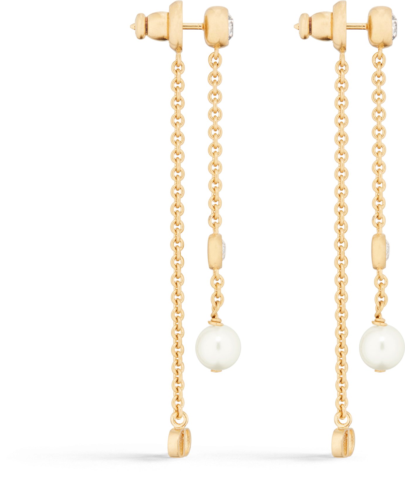 Petit CD Treasure Earrings Gold-Finish Metal with White Resin Pearls ...