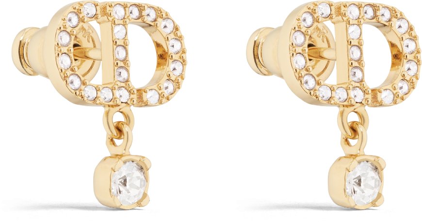Petit CD Earrings Gold-Finish Metal and Silver-Tone Crystals | DIOR