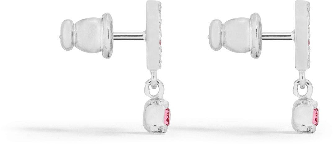 Petit CD Stud Earrings Palladium-Finish Metal and Pink Crystals | DIOR