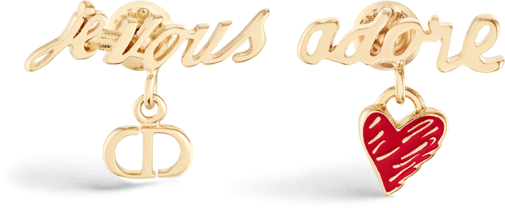 Dioramour Je Vous Adore Earrings Gold-Finish Metal and Red Lacquer | DIOR