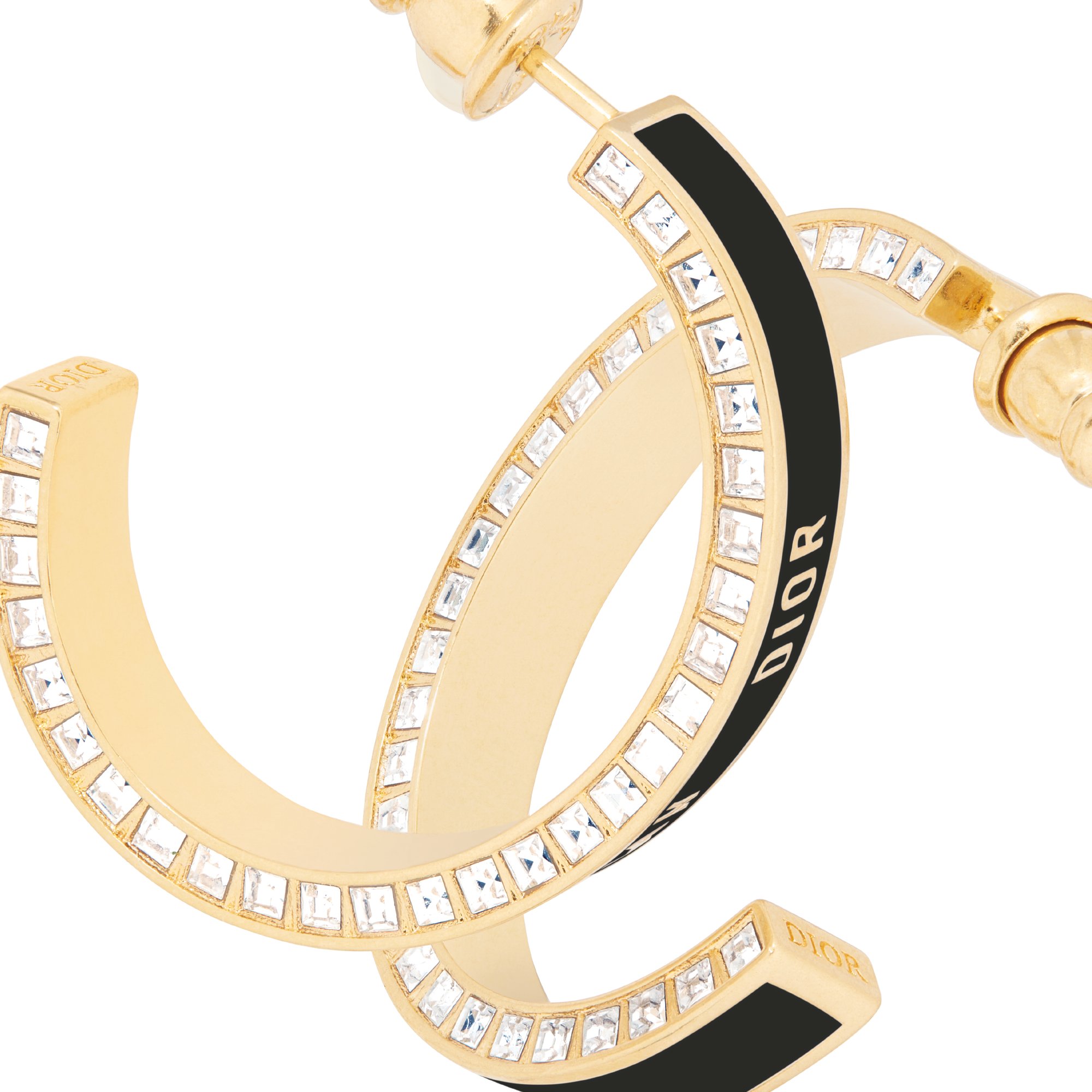 Large Dior Night Code Hoop Earrings Gold-Finish Metal, White Crystals ...