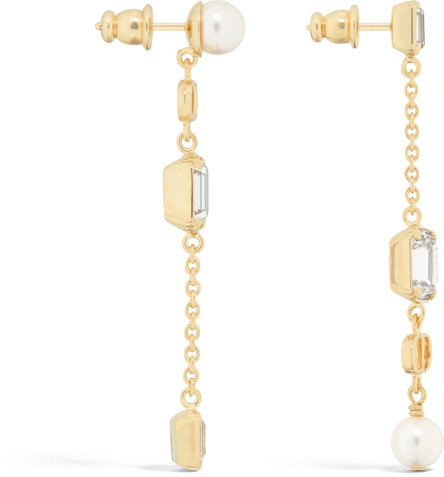 Petit CD Earrings Gold-Finish Metal with White Resin Pearls and Silver ...