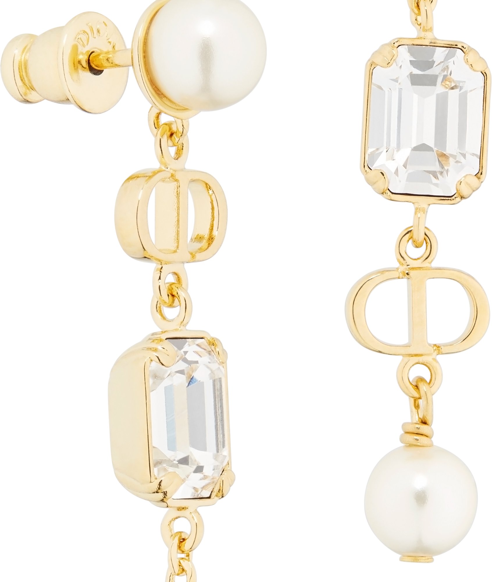 Petit CD Earrings Gold-Finish Metal with White Resin Pearls and Silver ...