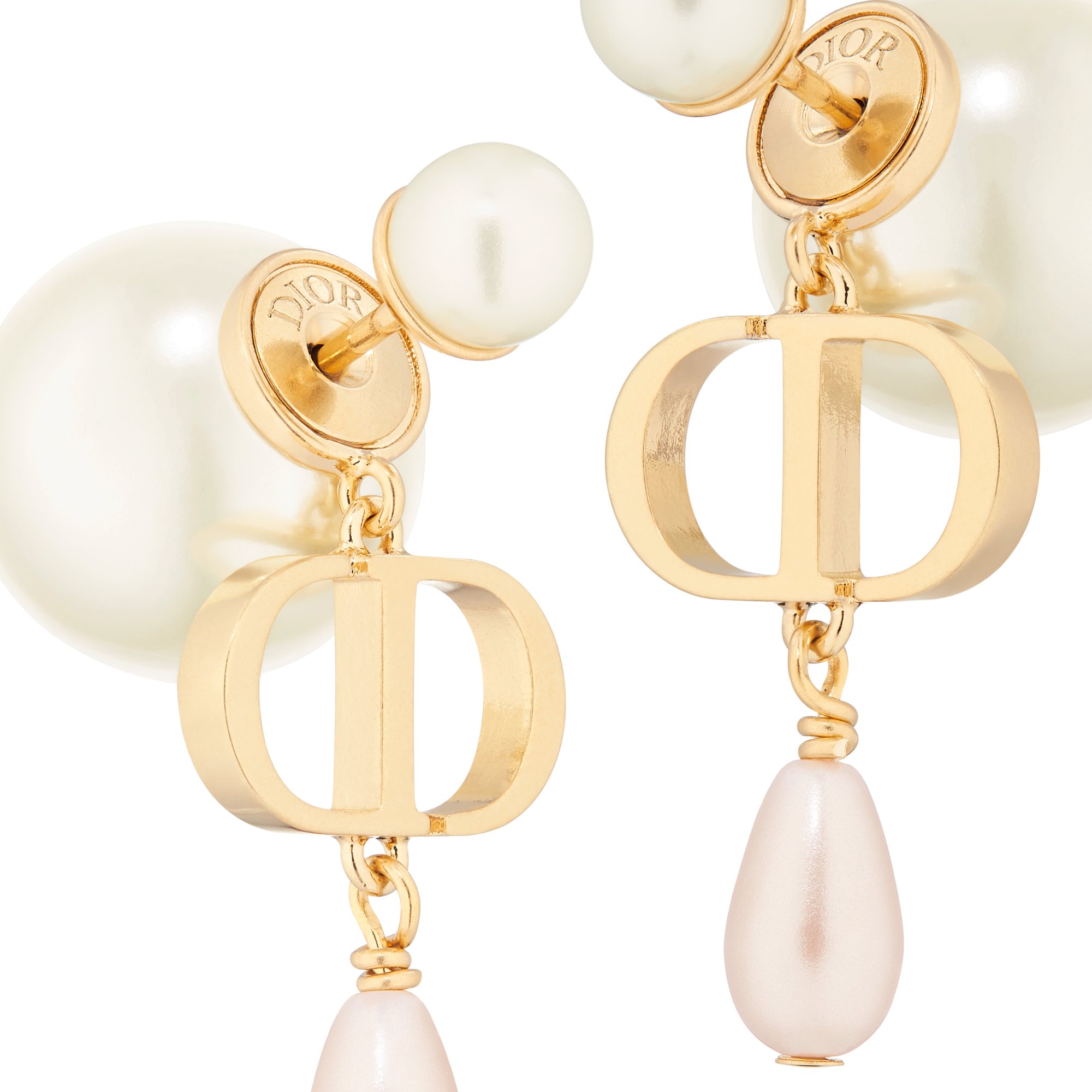 Dior Tribales Earrings Gold-Finish Metal with White and Iridescent Pink ...
