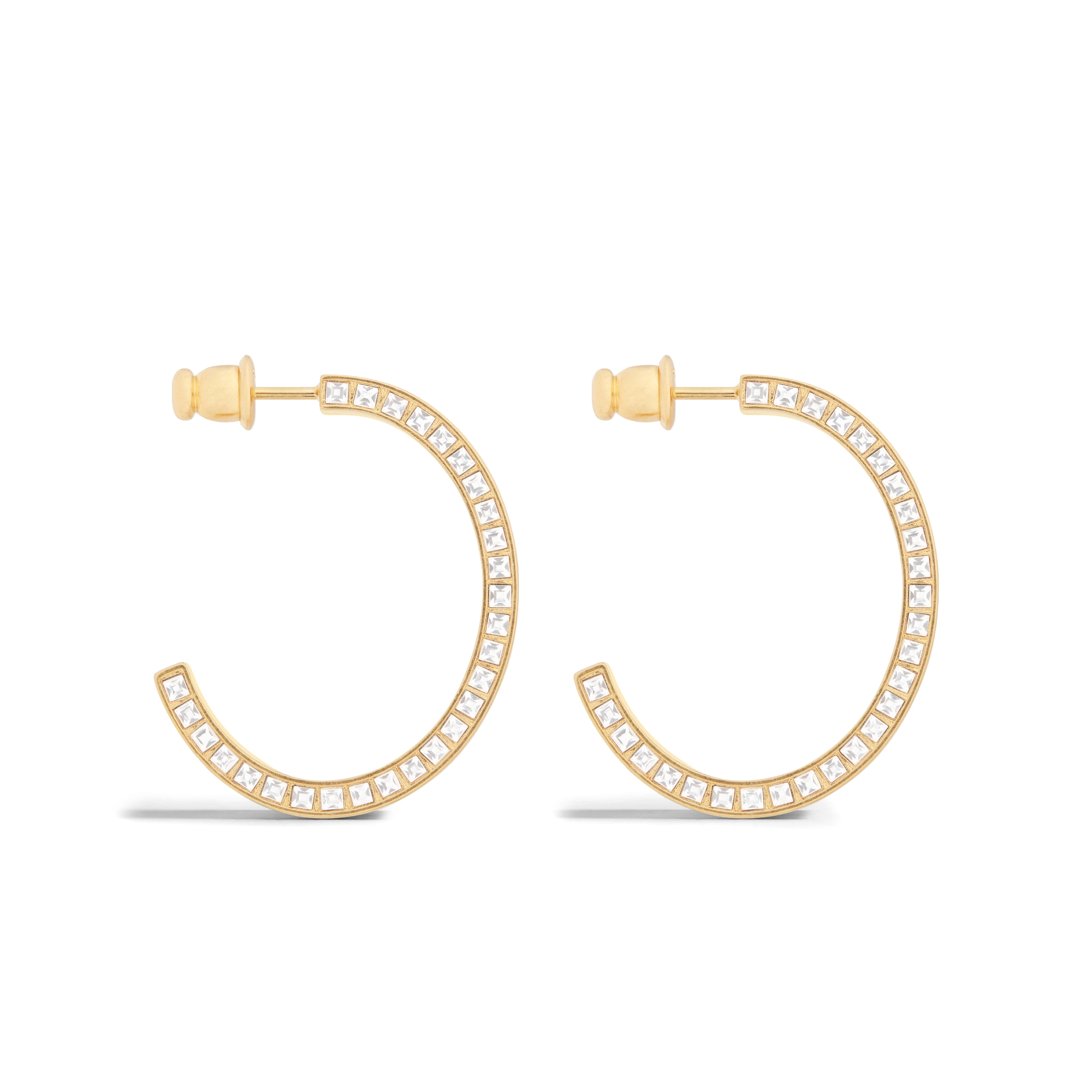 Small Dior Night Code Hoop Earrings Gold-Finish Metal with White ...