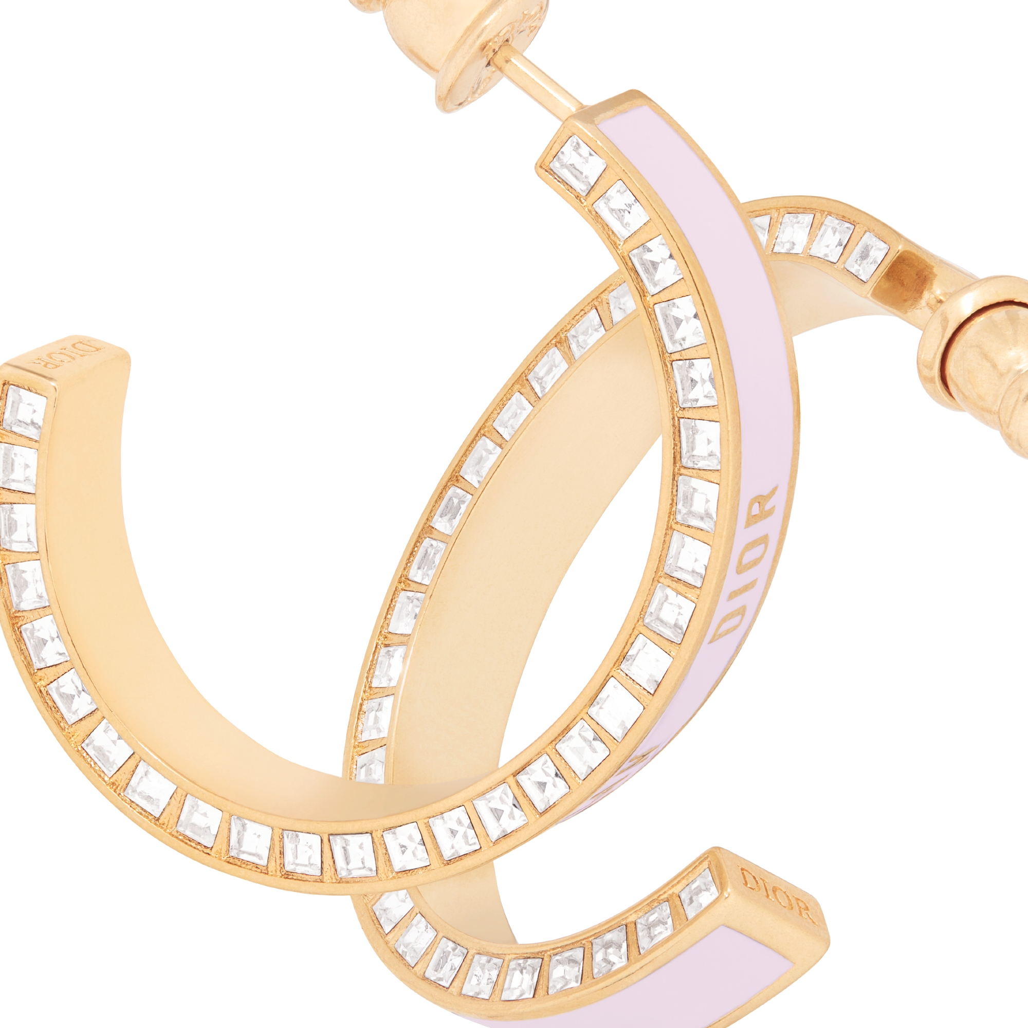 Small Dior Night Code Hoop Earrings Gold-Finish Metal with White ...