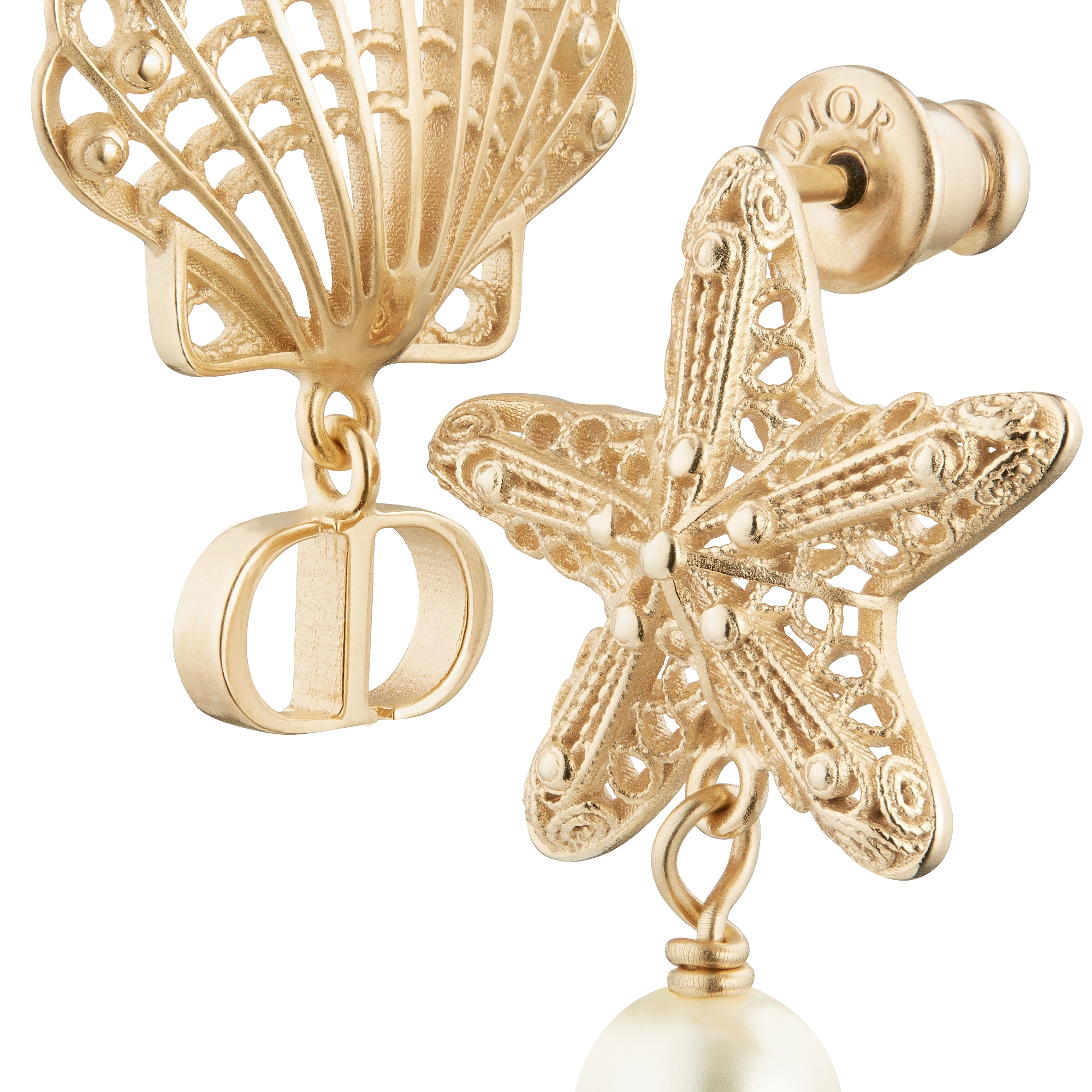 Dior Cabinet de Curiosités Earrings Gold-Finish Metal and White Resin ...