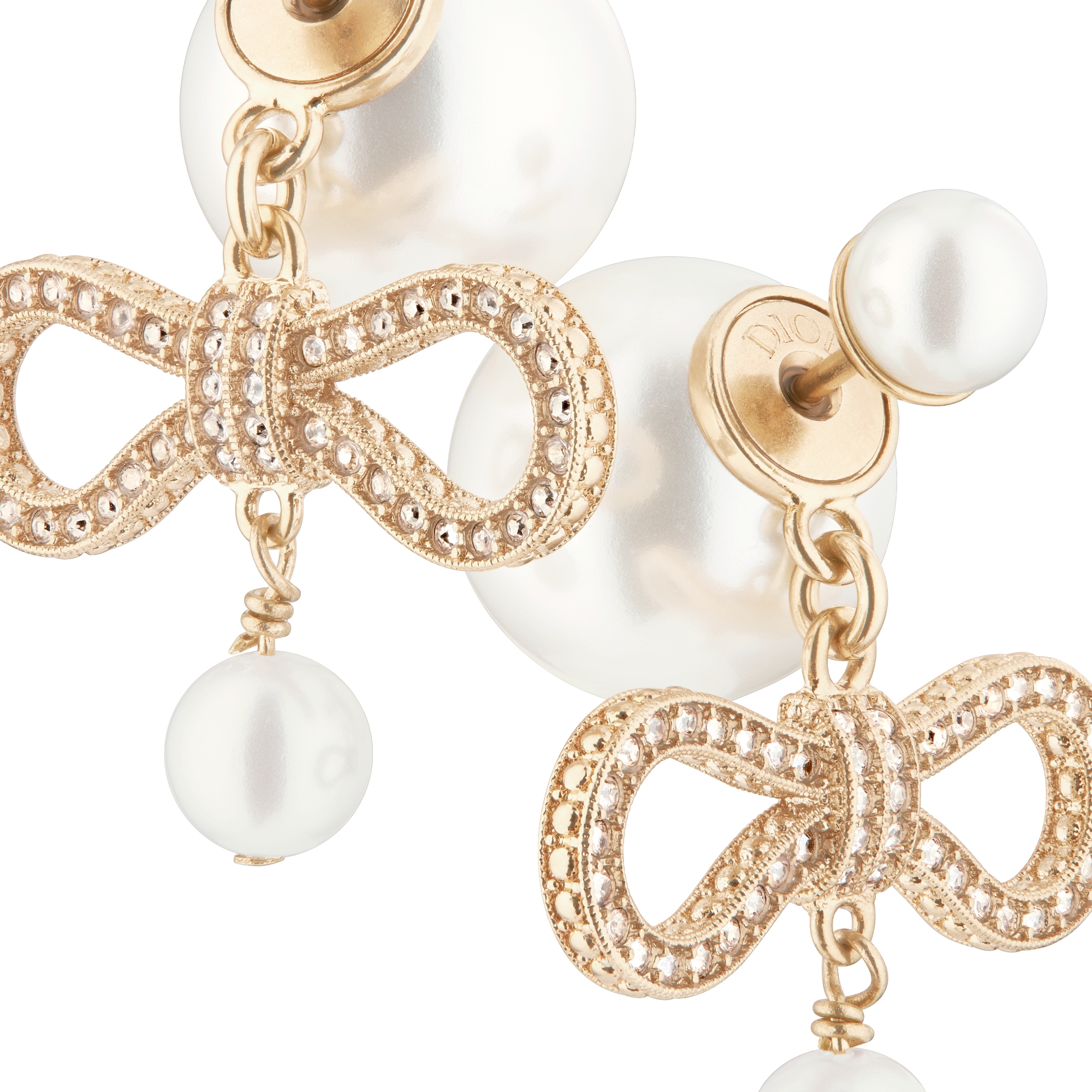 Dior Tribales Earrings Champagne-Finish Metal with White Resin Pearls ...