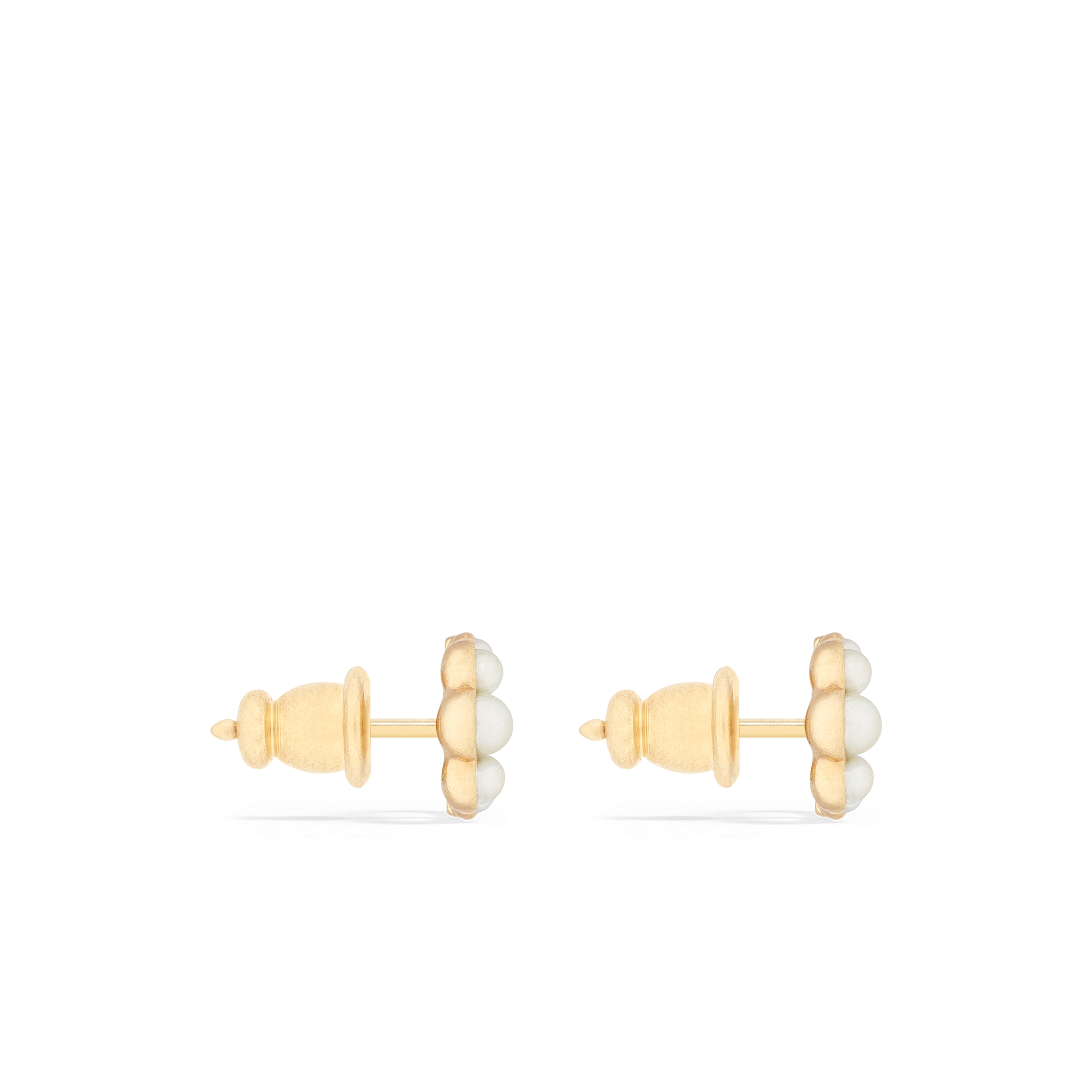 Petit CD Mini Stud Earrings Gold-Finish Metal and White Resin Pearls | DIOR