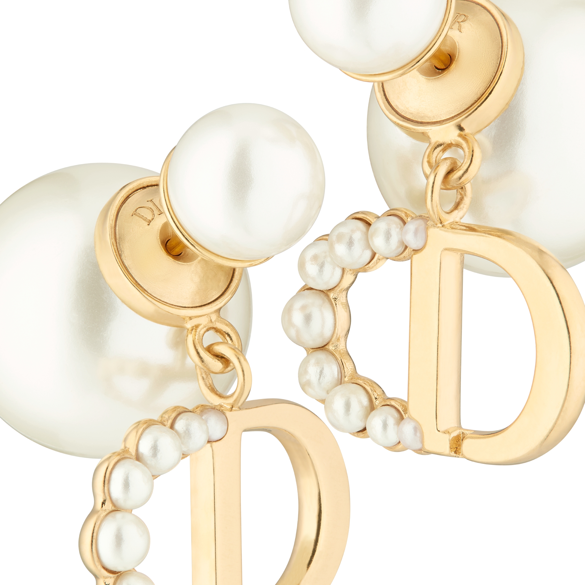 Dior Tribales Earrings Gold-Finish Metal and White Resin Pearls | DIOR