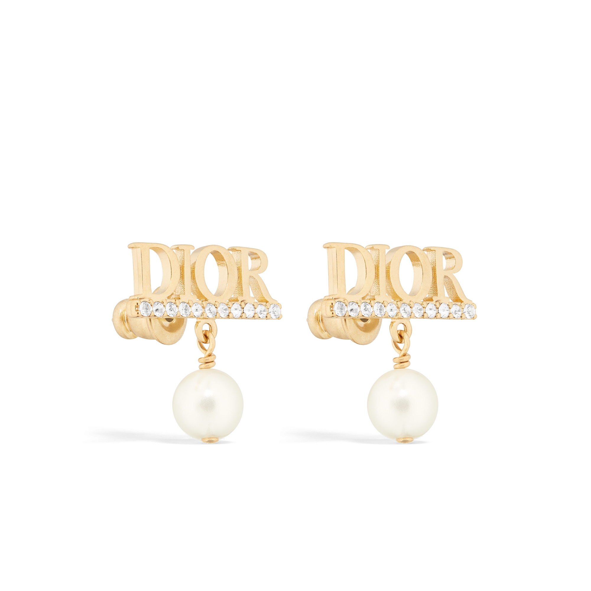 Dio(r)evolution Earrings Gold-Finish Metal with White Resin Pearls and ...