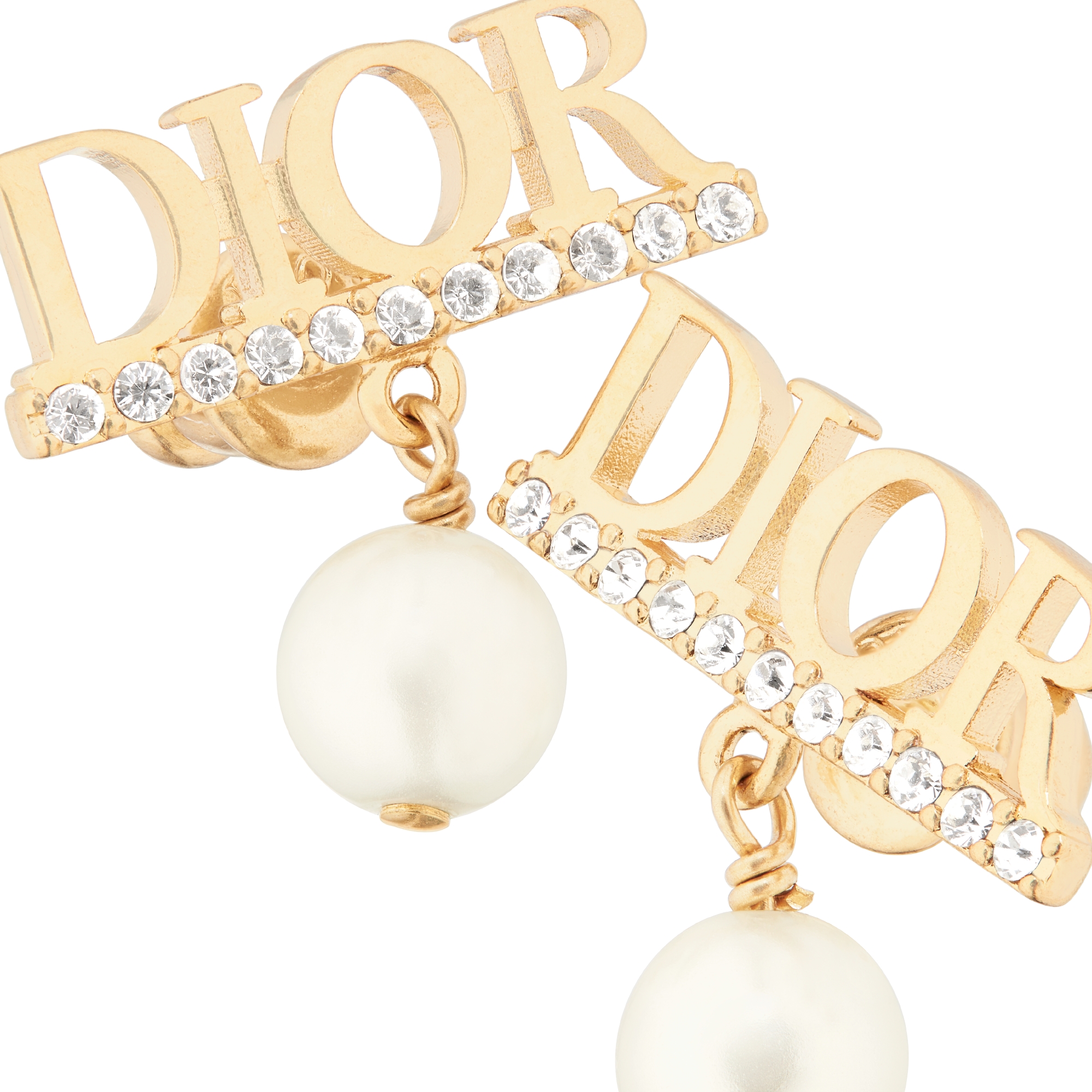 Dio(r)evolution Earrings Gold-Finish Metal with White Resin Pearls and ...