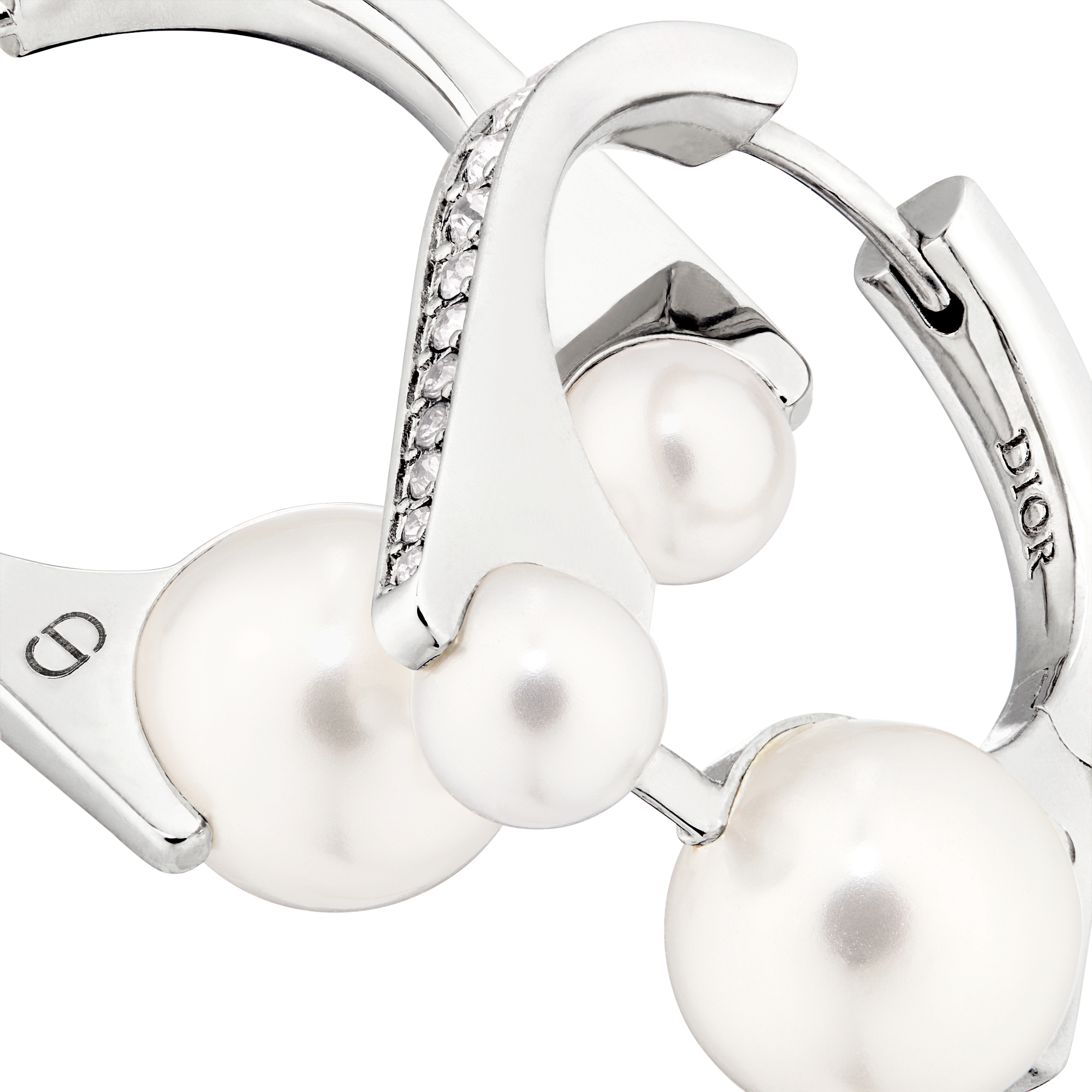 Medium Dior Tribales New Look Earrings Silver-Finish Metal with White ...