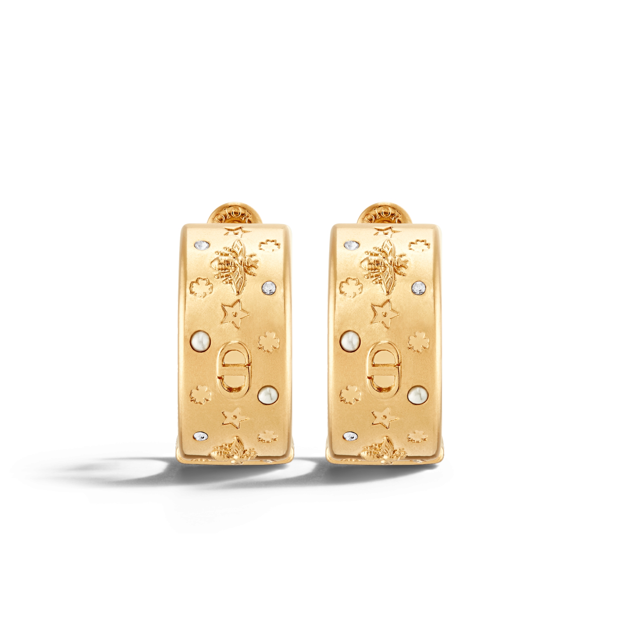 Dior Céleste Hoop Earrings Gold-Finish Metal with White Resin Pearls ...