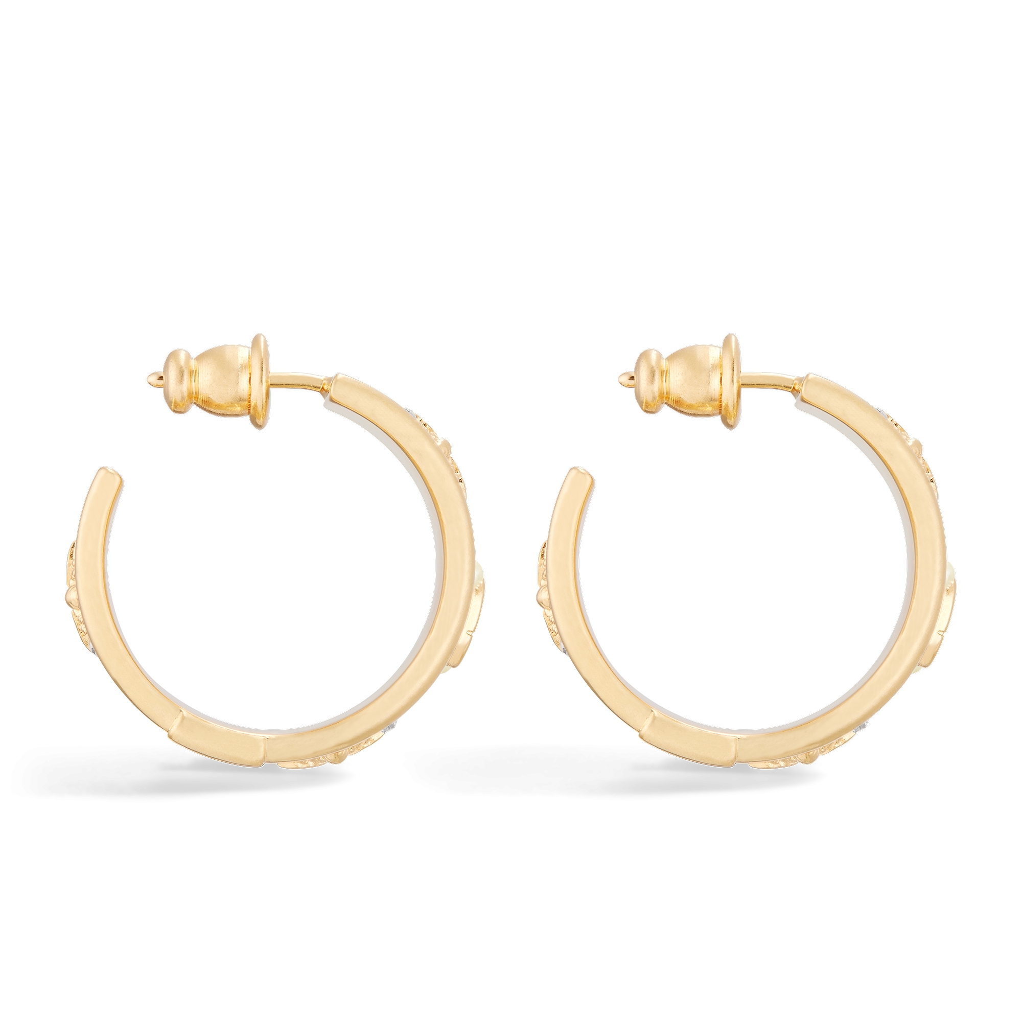 Dior Céleste Hoop Earrings Gold-Finish Metal with White Resin Pearls and Silver-Tone Crystals | DIOR