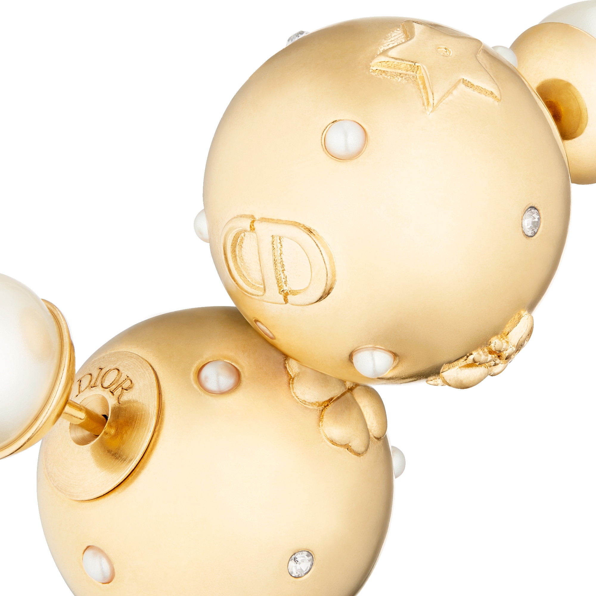 Dior Tribales Earrings Gold-Finish Metal with White Resin Pearls and ...