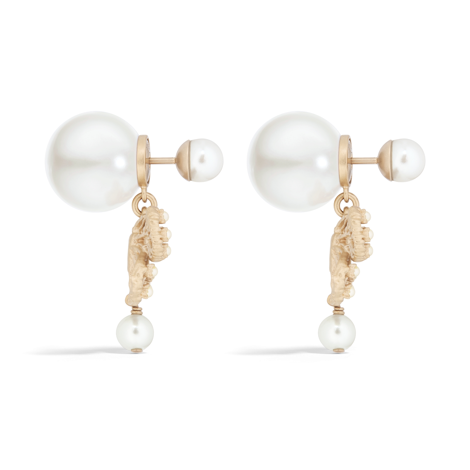 Dior Tribales Earrings Matte Gold-Finish Metal and White Resin Pearls ...