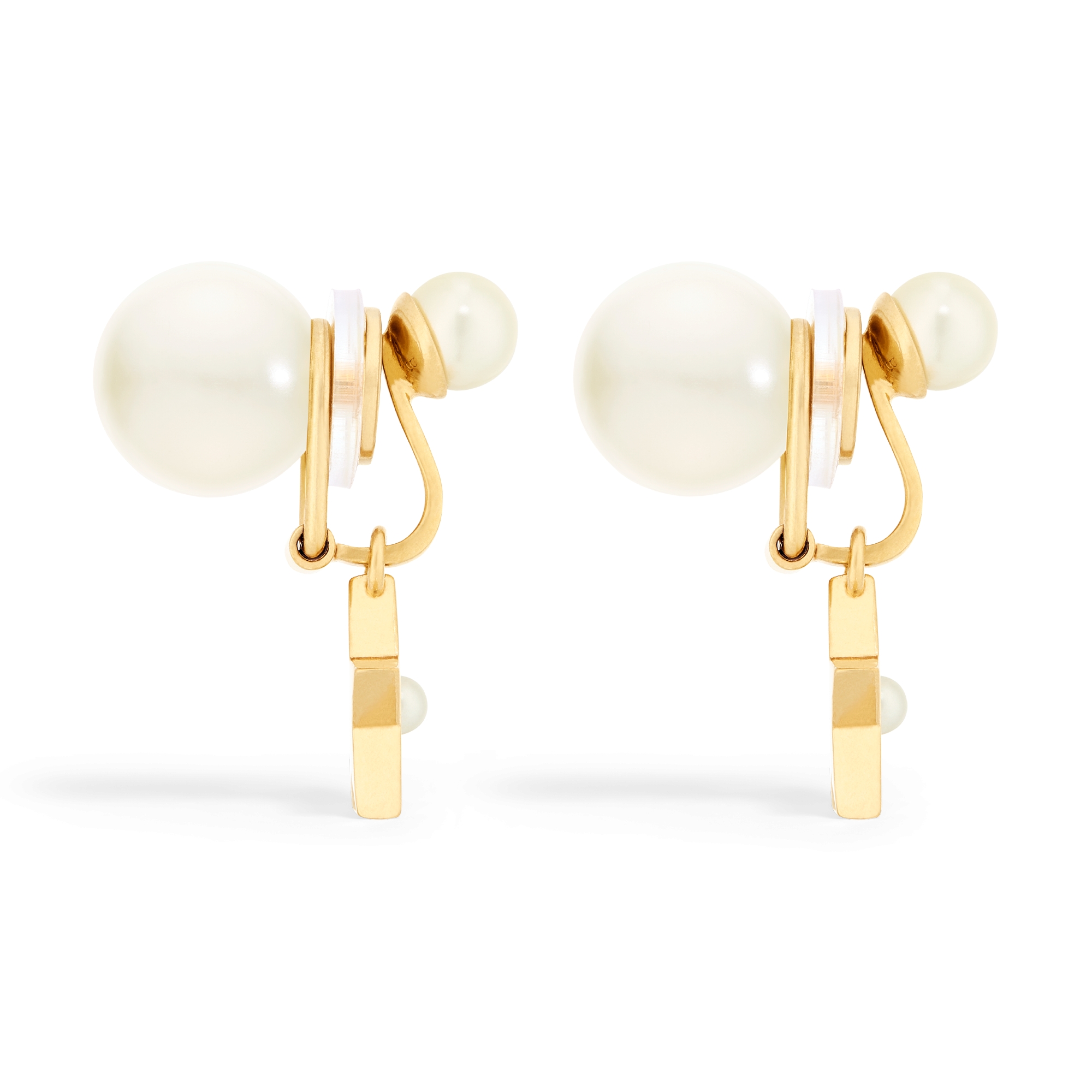 Dior Tribales Clip-On Earrings Gold-Finish Metal and White Resin Pearls ...