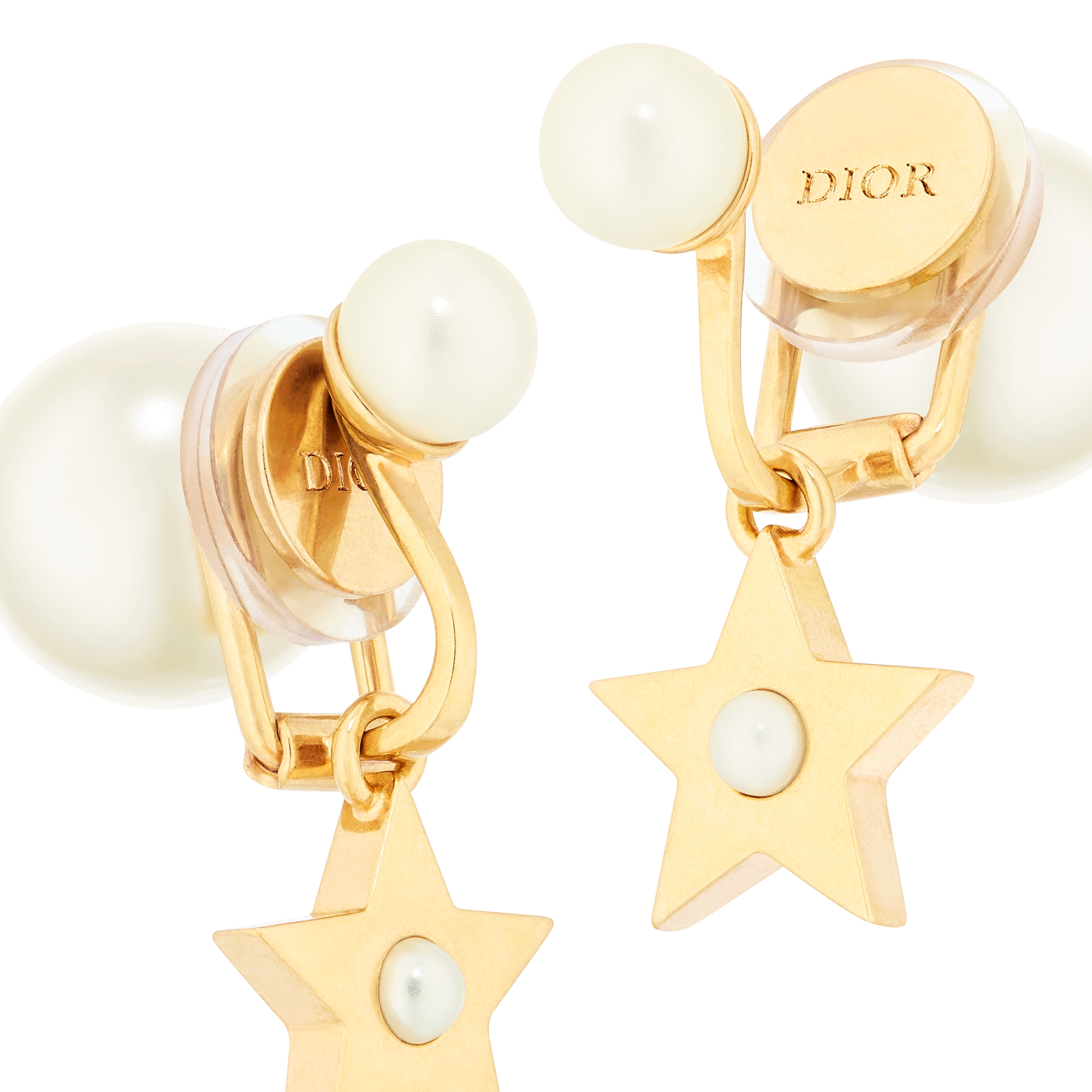 Dior Tribales Clip-On Earrings Gold-Finish Metal and White Resin Pearls ...
