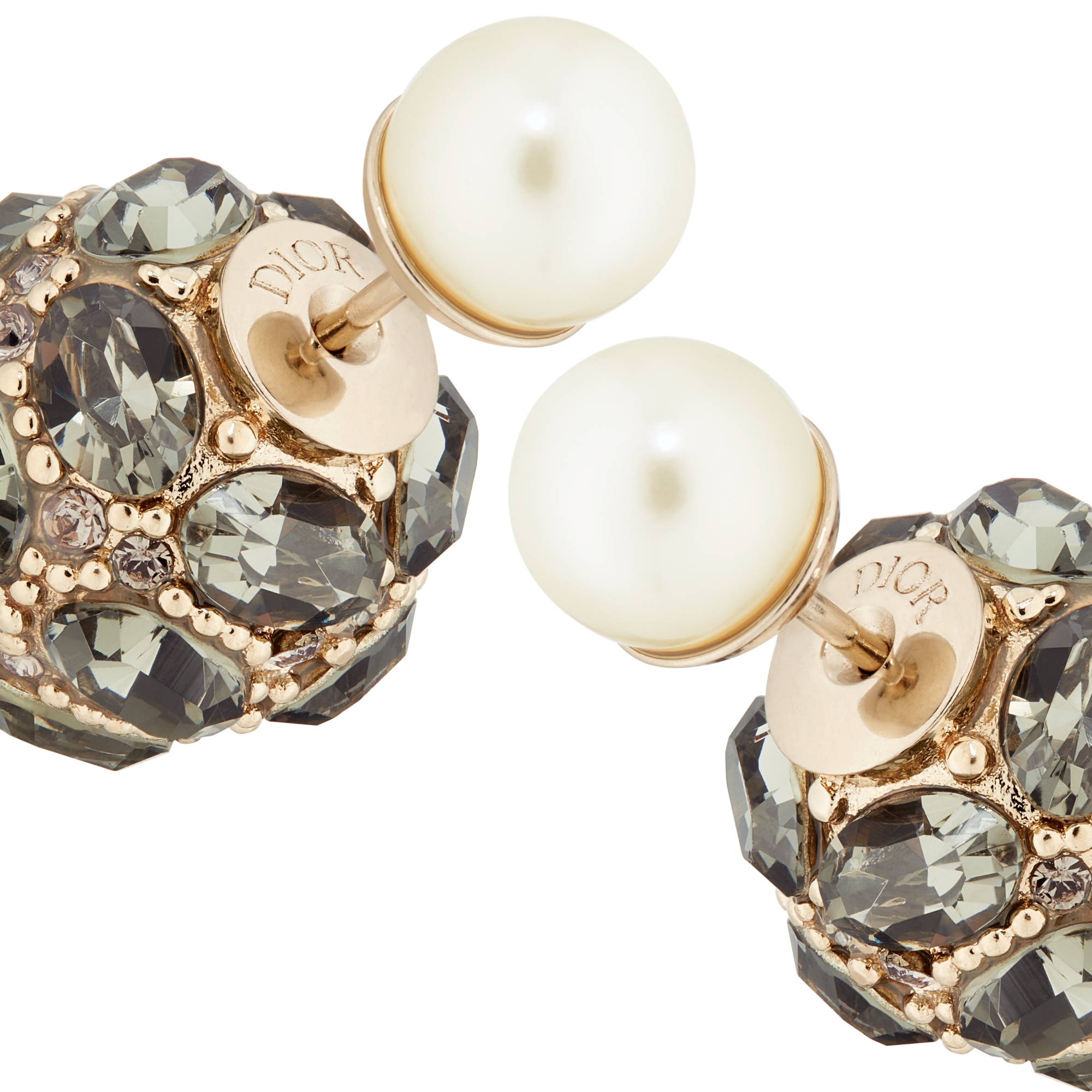 Pendientes Dior Tribales Metal dorado, abalorios de resina blancos y ...