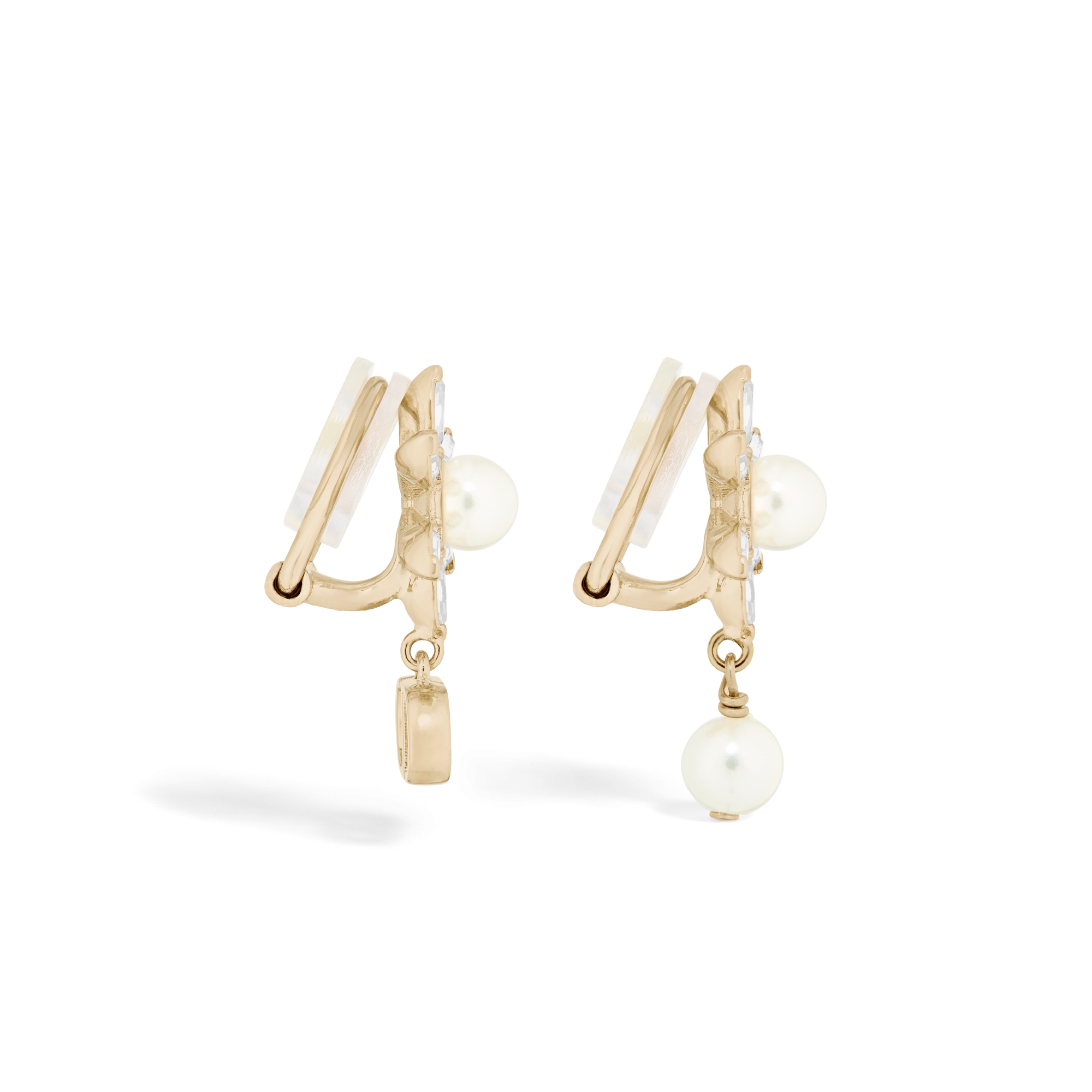 Bloom in Dior Clip-On Earrings Gold-Finish Metal with White Resin ...