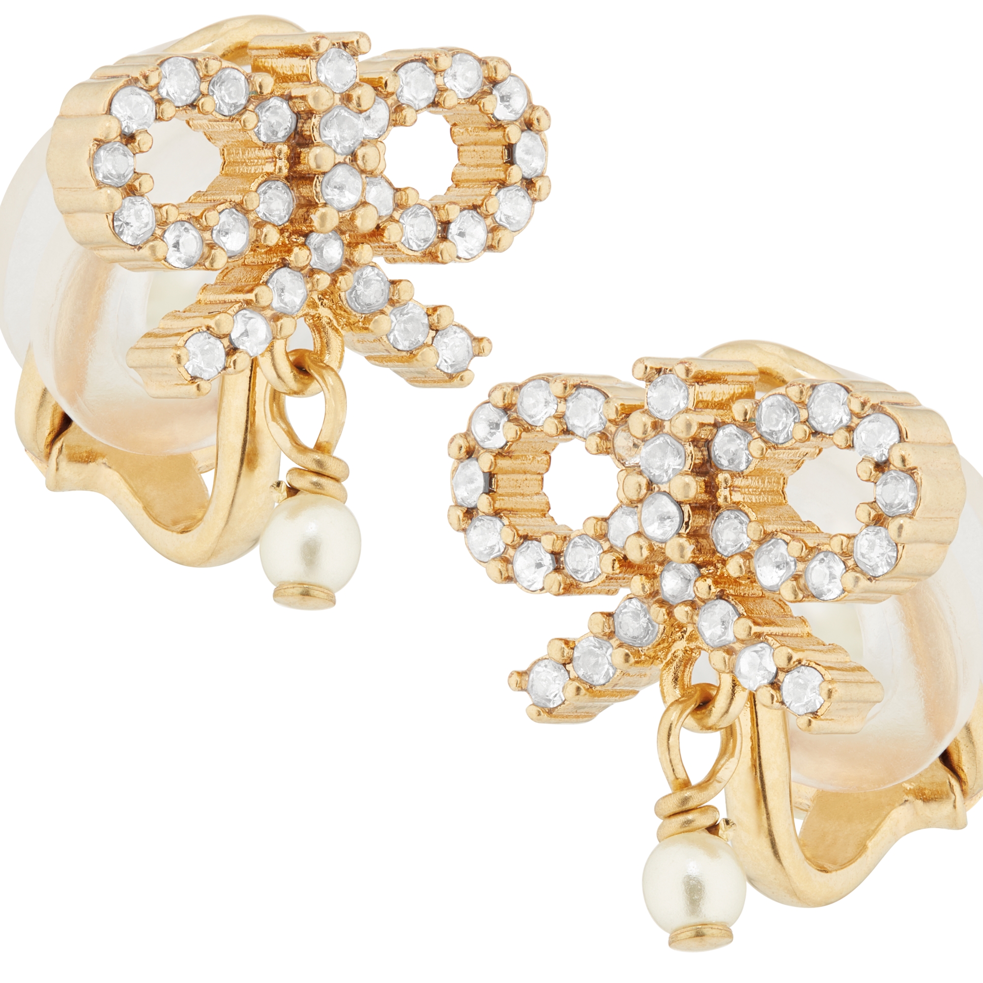 Le Nœud de Dior Clip-On Earrings Gold-Finish Metal with White Resin ...