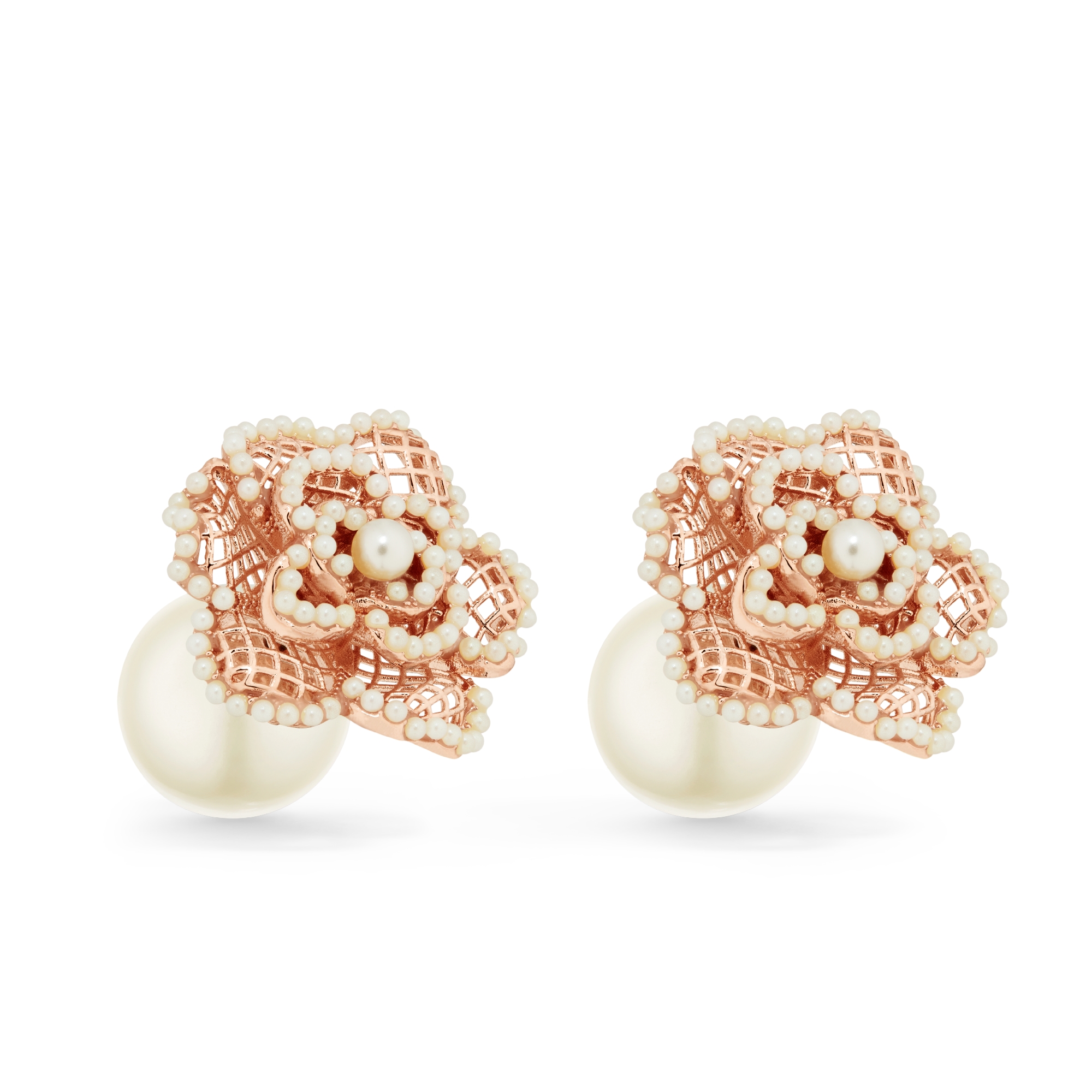Dior Tribales Earrings Pink-Finish Metal and White Resin Pearls | DIOR