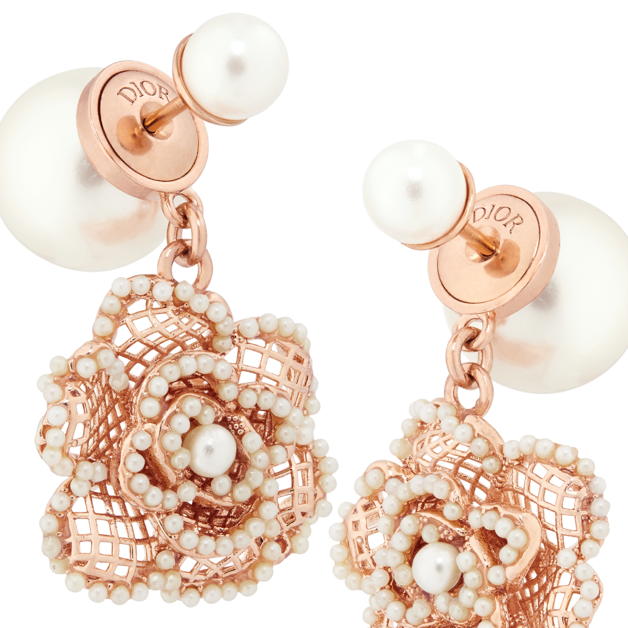 Dior Tribales Earrings Pink-Finish Metal and White Resin Pearls | DIOR