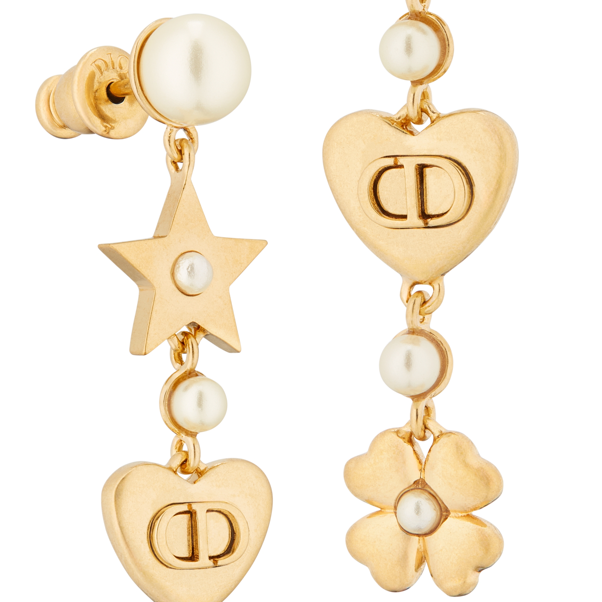 Lucky Dior Earrings Gold-Finish Metal and White Resin Pearls | DIOR