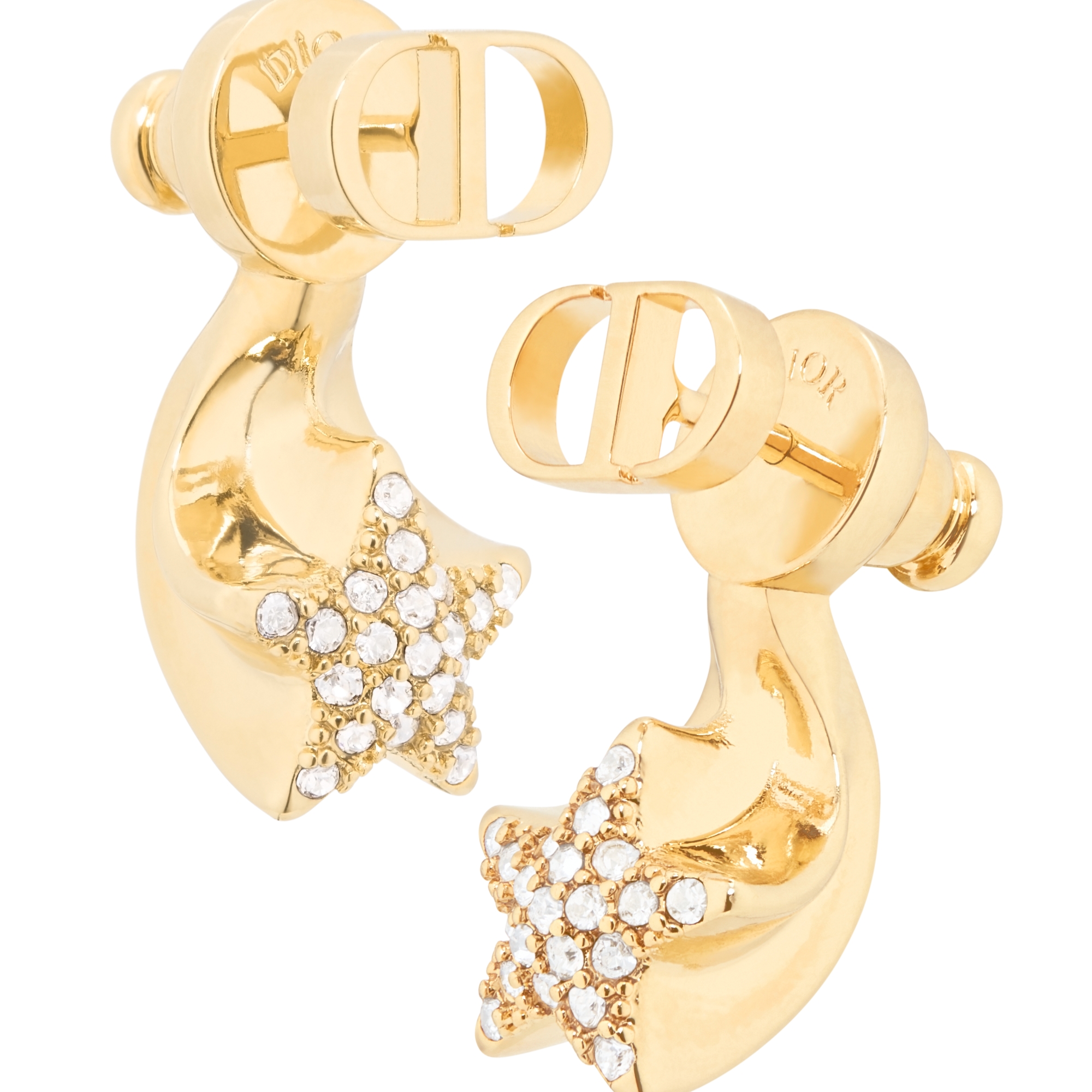Dior Star Earrings Gold-Finish Metal and Silver-Tone Crystals | DIOR