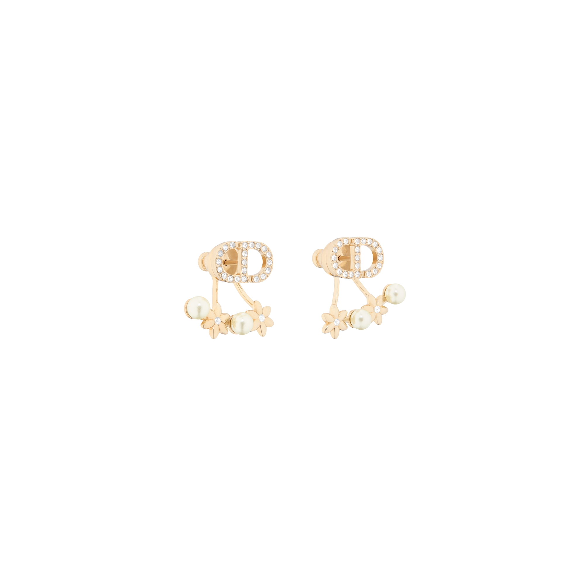 Petit CD Daisy Earrings Pale Gold-Finish Metal, White Resin Pearls and ...