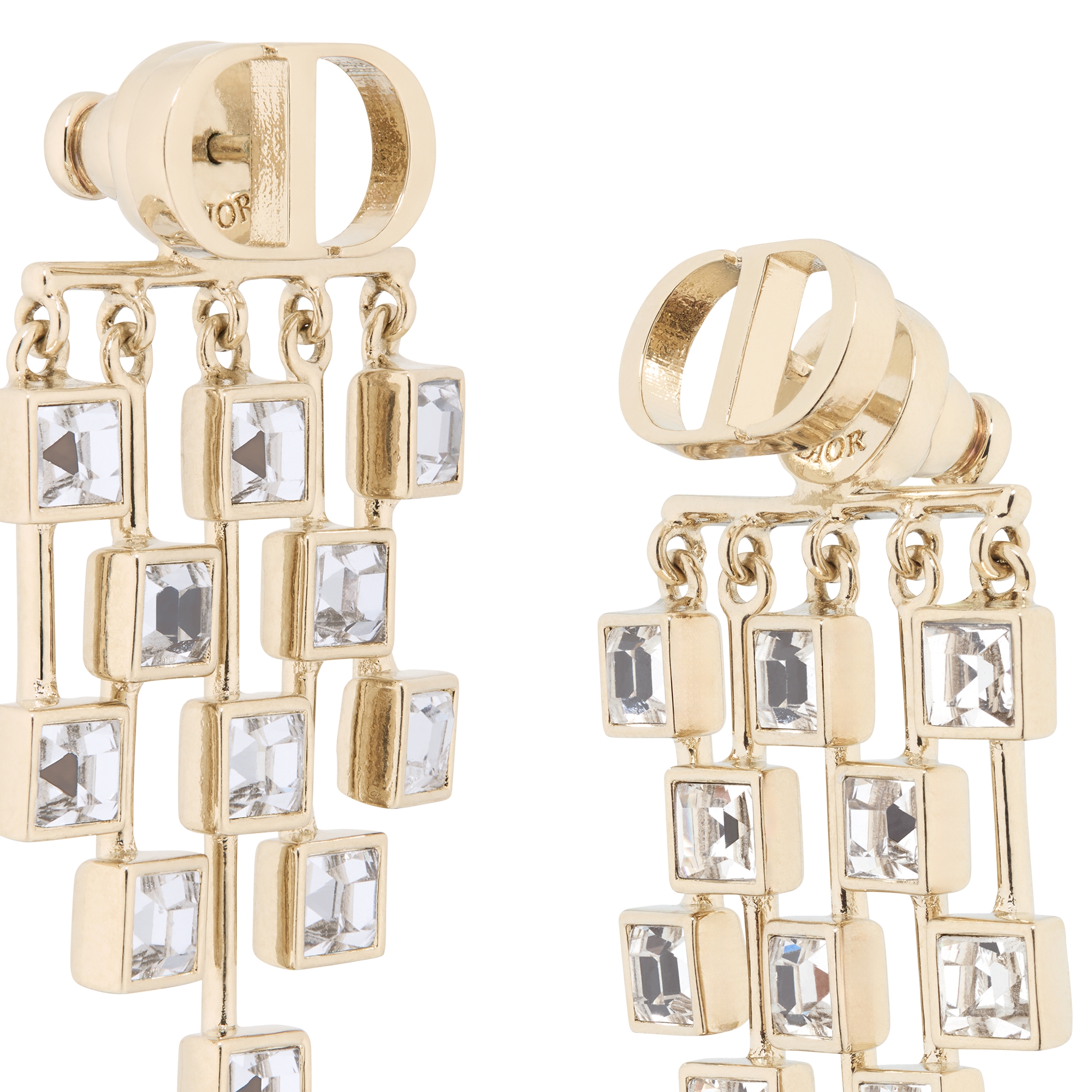 Dior Deco Earrings Pale Gold-Finish Metal and White Crystals | DIOR